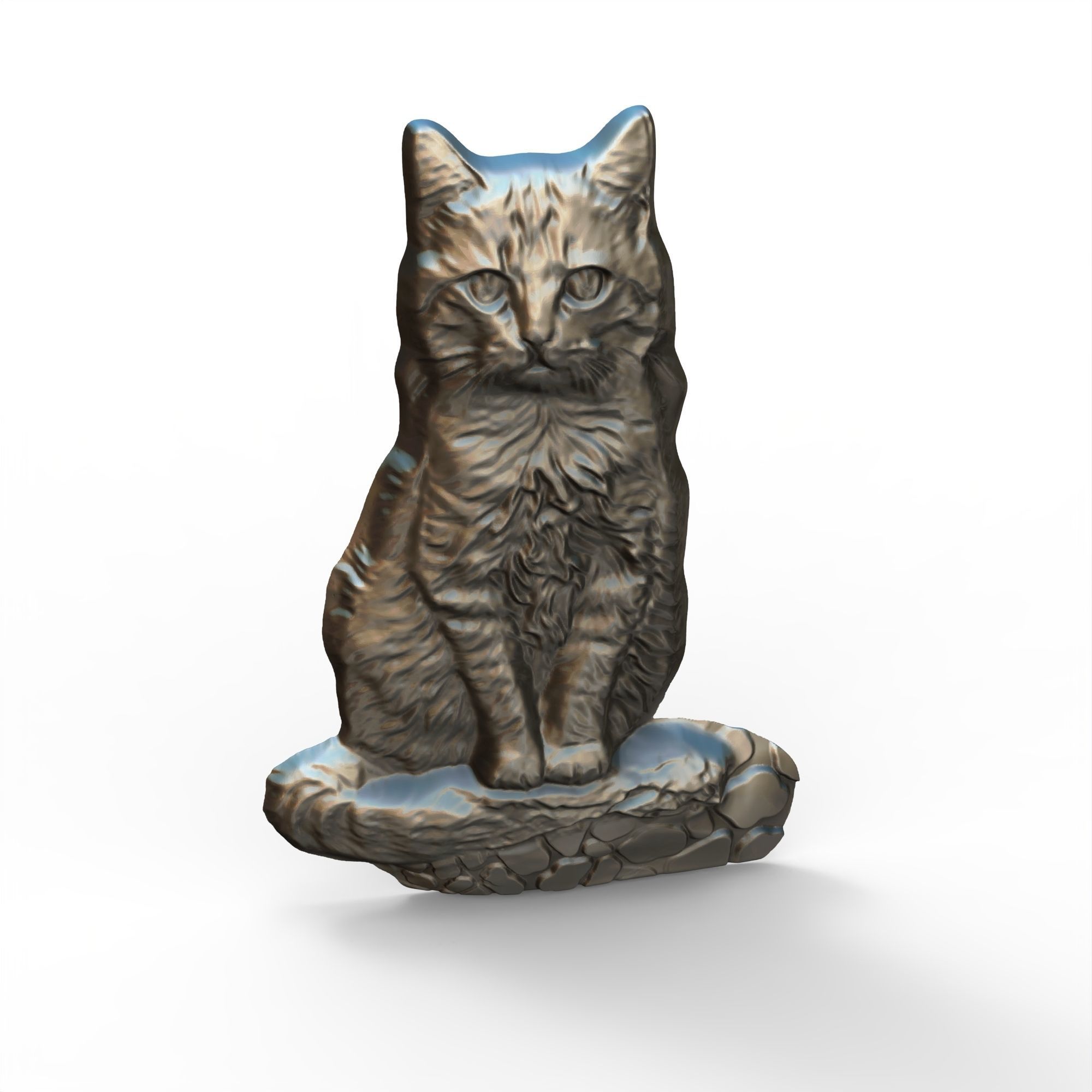 Sitting Cat Flat Back 3D model 3D printable | CGTrader