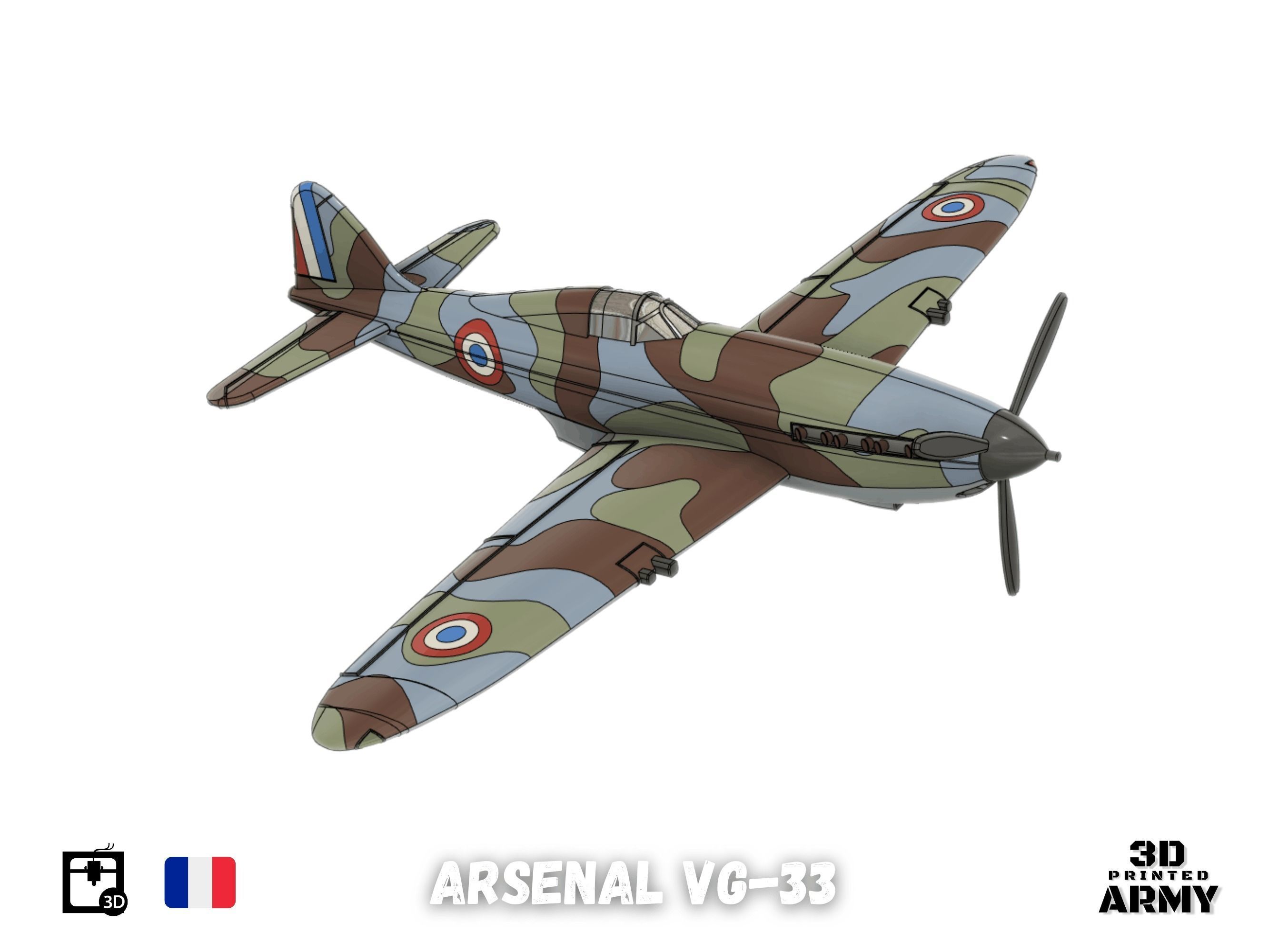 Arsenal VG-33 French warbird - STL files for 3D printing 3D model 3D ...