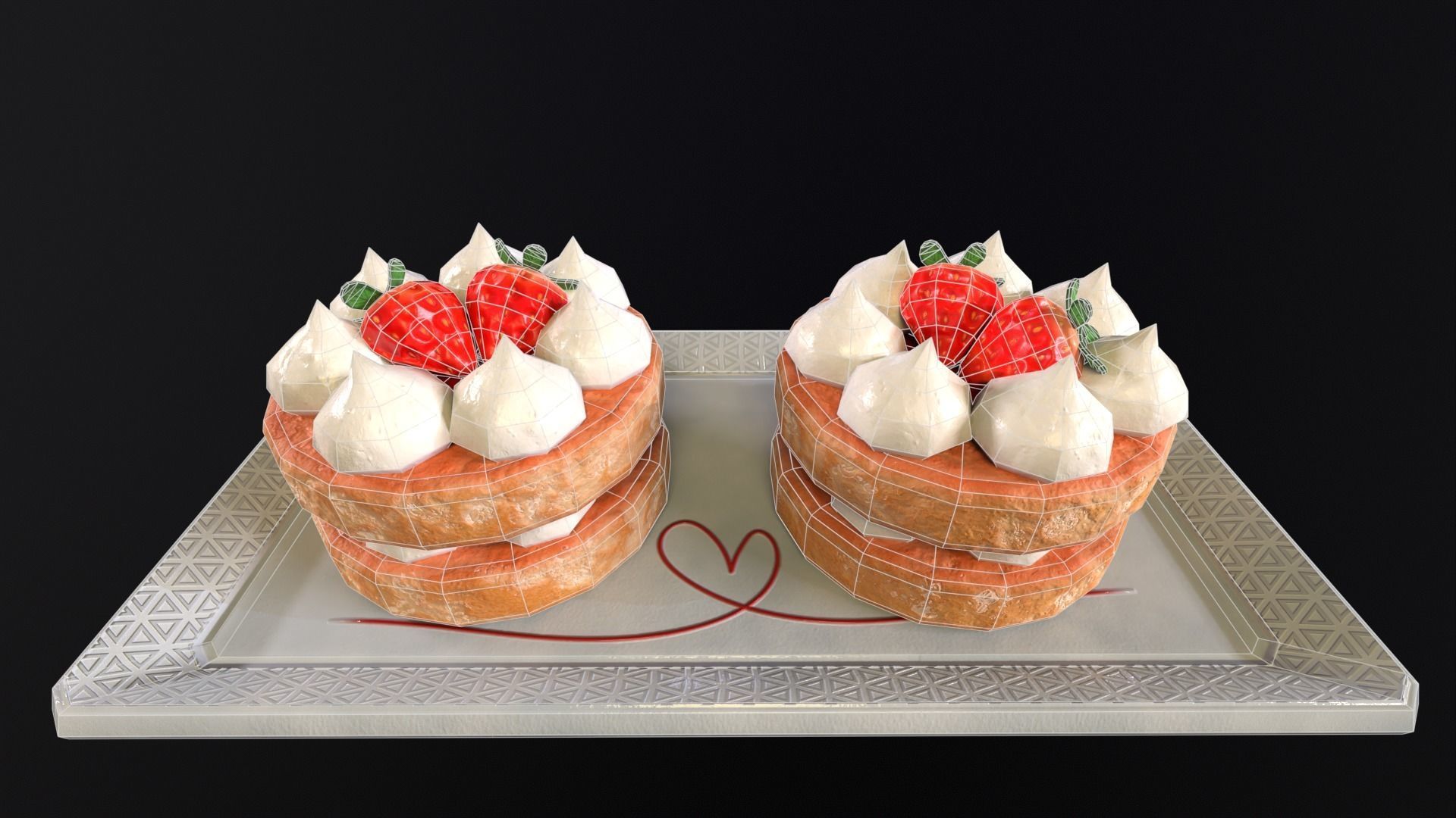 3D model Strawberry Cakes VR / AR / low-poly | CGTrader