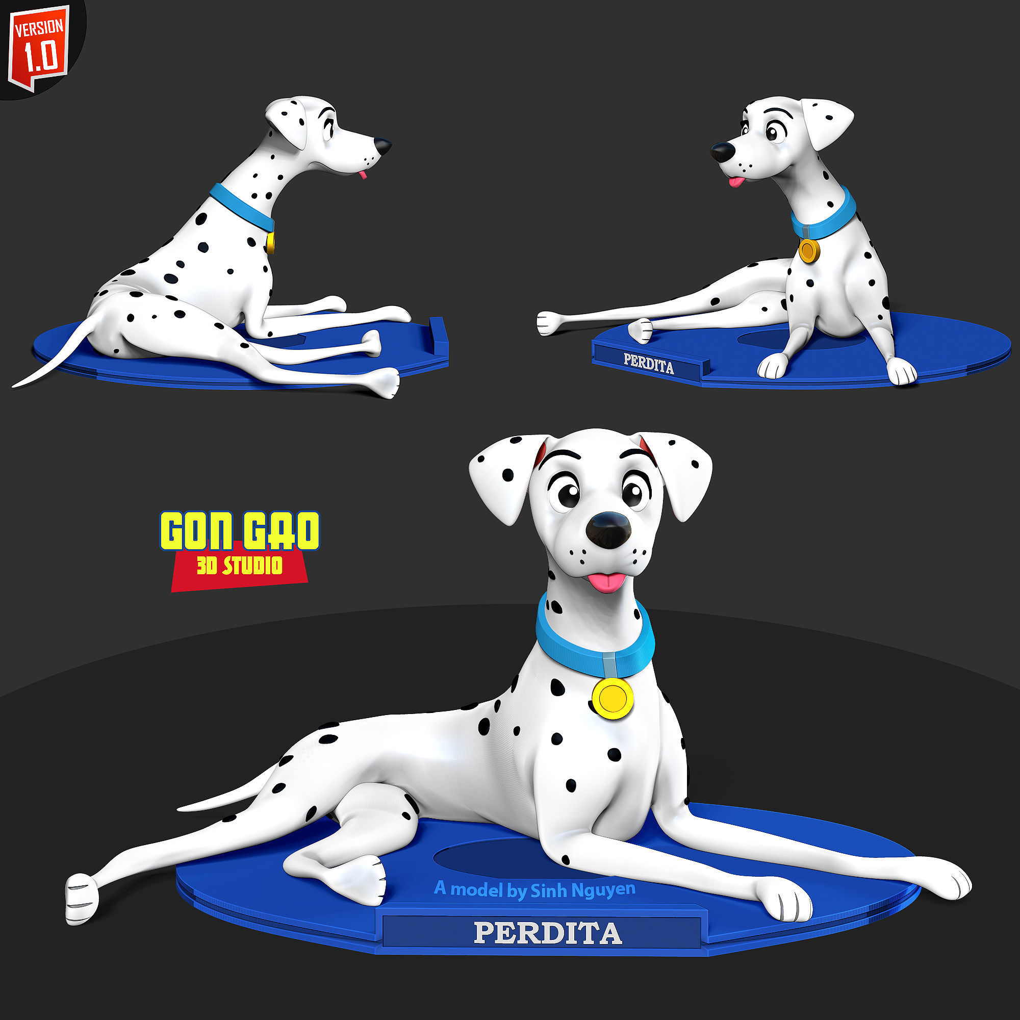 Perdita - 101 Dalmatians Fanart 3D model 3D printable | CGTrader
