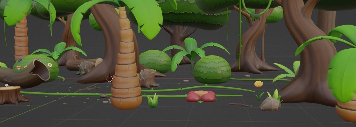3D model blender Cartoon Jungle Pack tropical palm tree Low poly ...