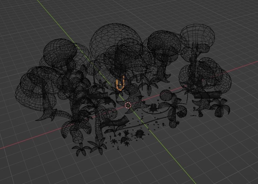 3D model blender Cartoon Jungle Pack tropical palm tree Low poly ...