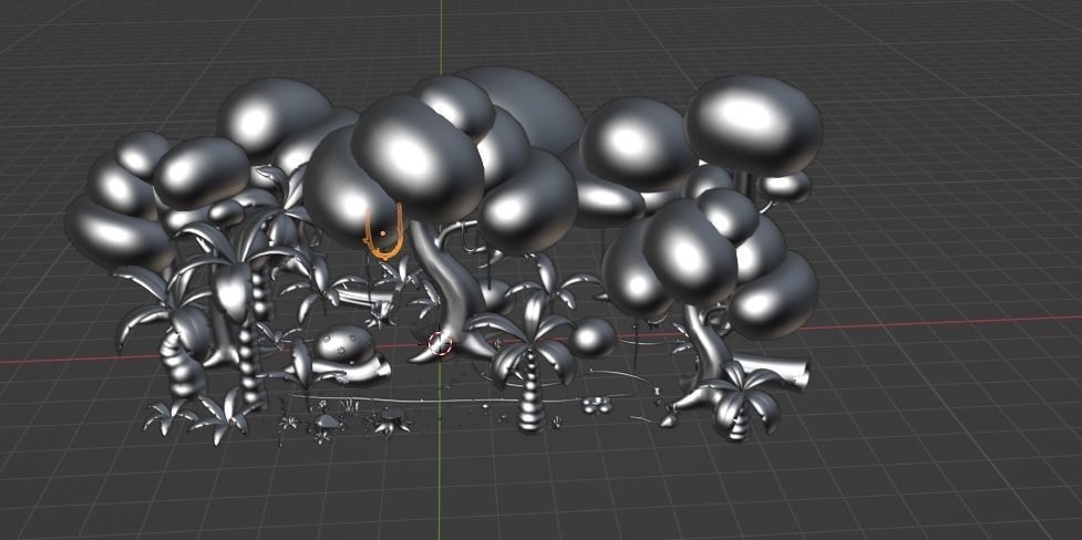 3D model blender Cartoon Jungle Pack tropical palm tree Low poly ...