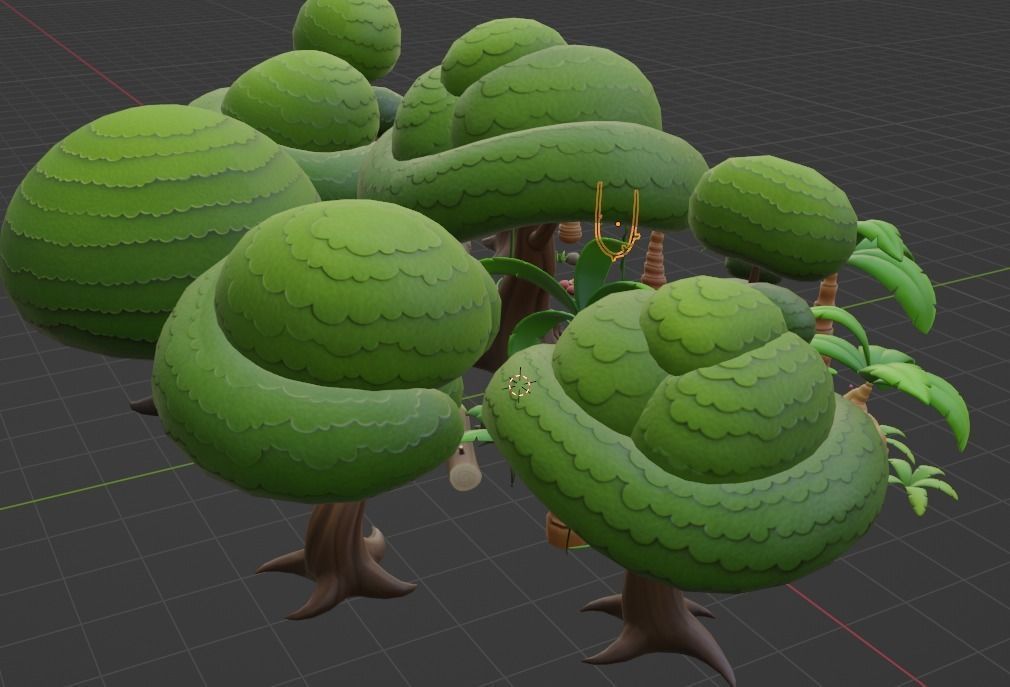 3D model blender Cartoon Jungle Pack tropical palm tree Low poly ...