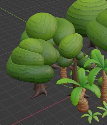3D model blender Cartoon Jungle Pack tropical palm tree Low poly ...