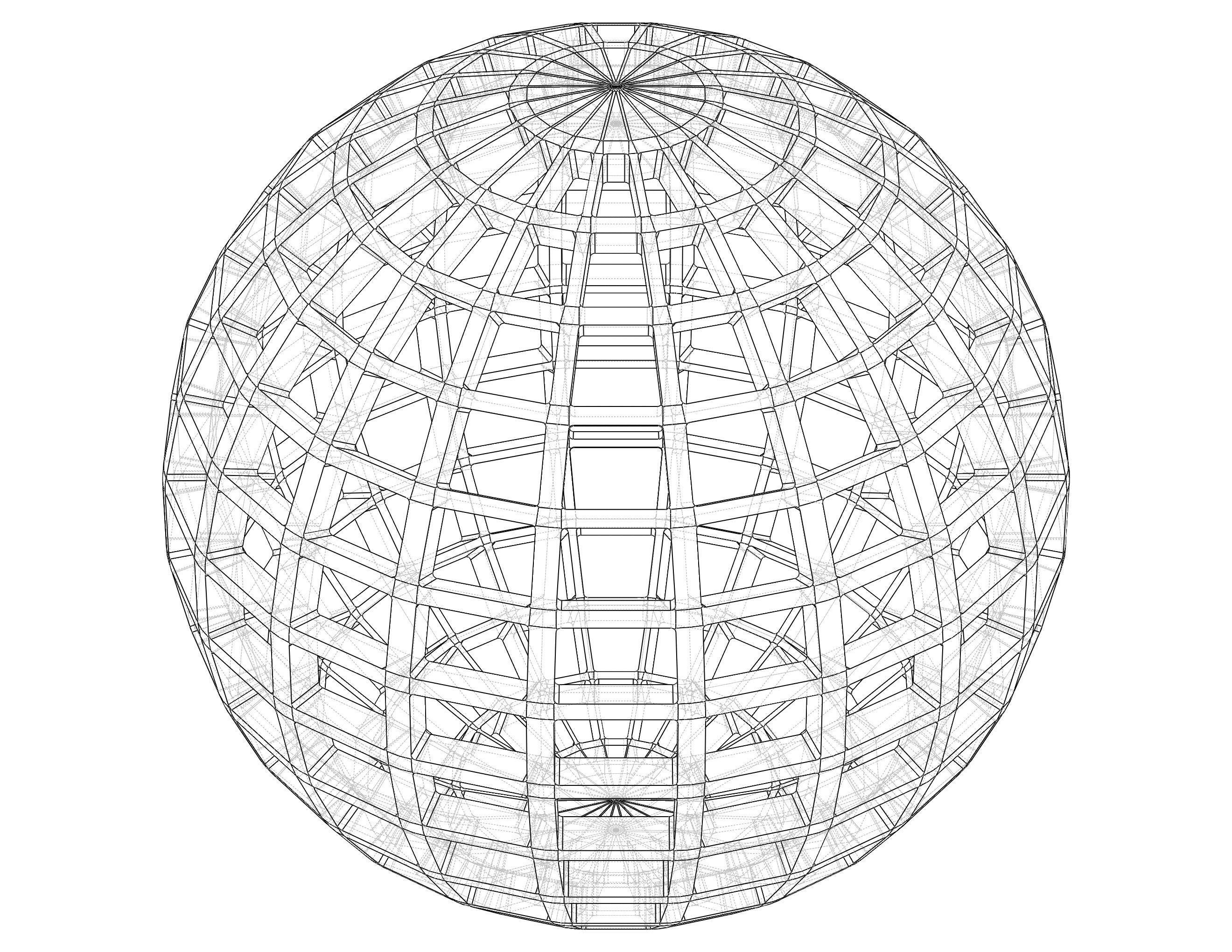 Wireframe Shape Globe Grid Sphere 3D model 3D printable | CGTrader