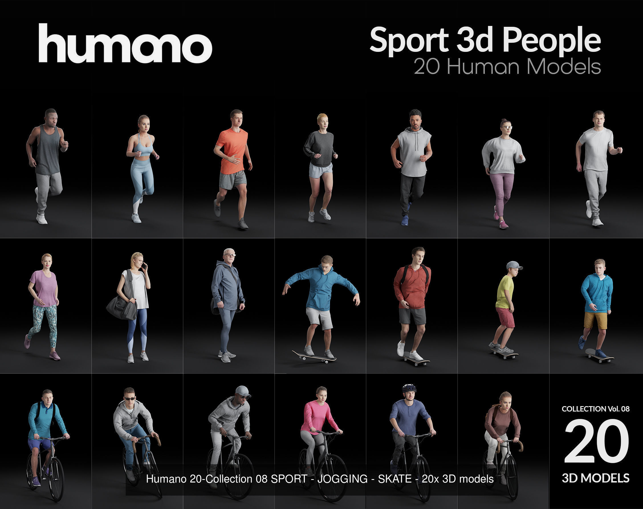 Humano Mega Bundle 01 - 220 POSED MODELS 3D Model Collection | CGTrader