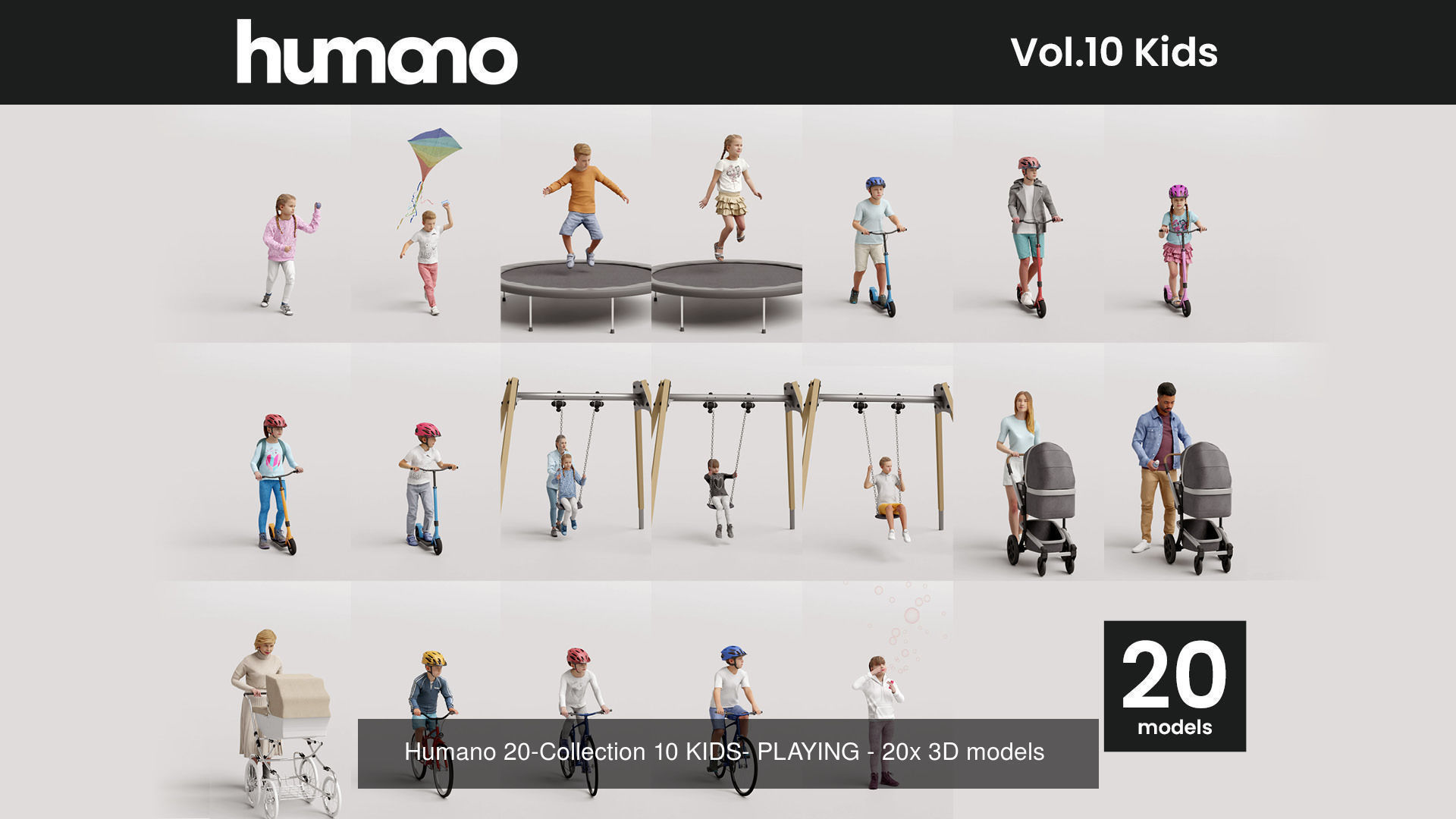 Humano Mega Bundle 01 - 220 POSED MODELS 3D Model Collection | CGTrader