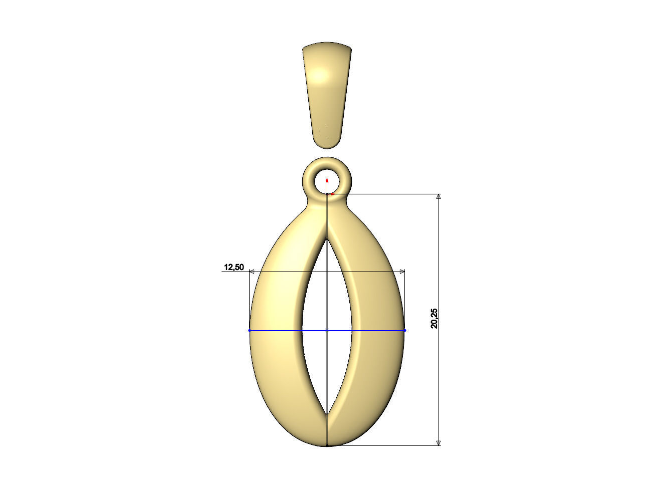 Open teardrop almond pendant charm 3D model 3D printable | CGTrader
