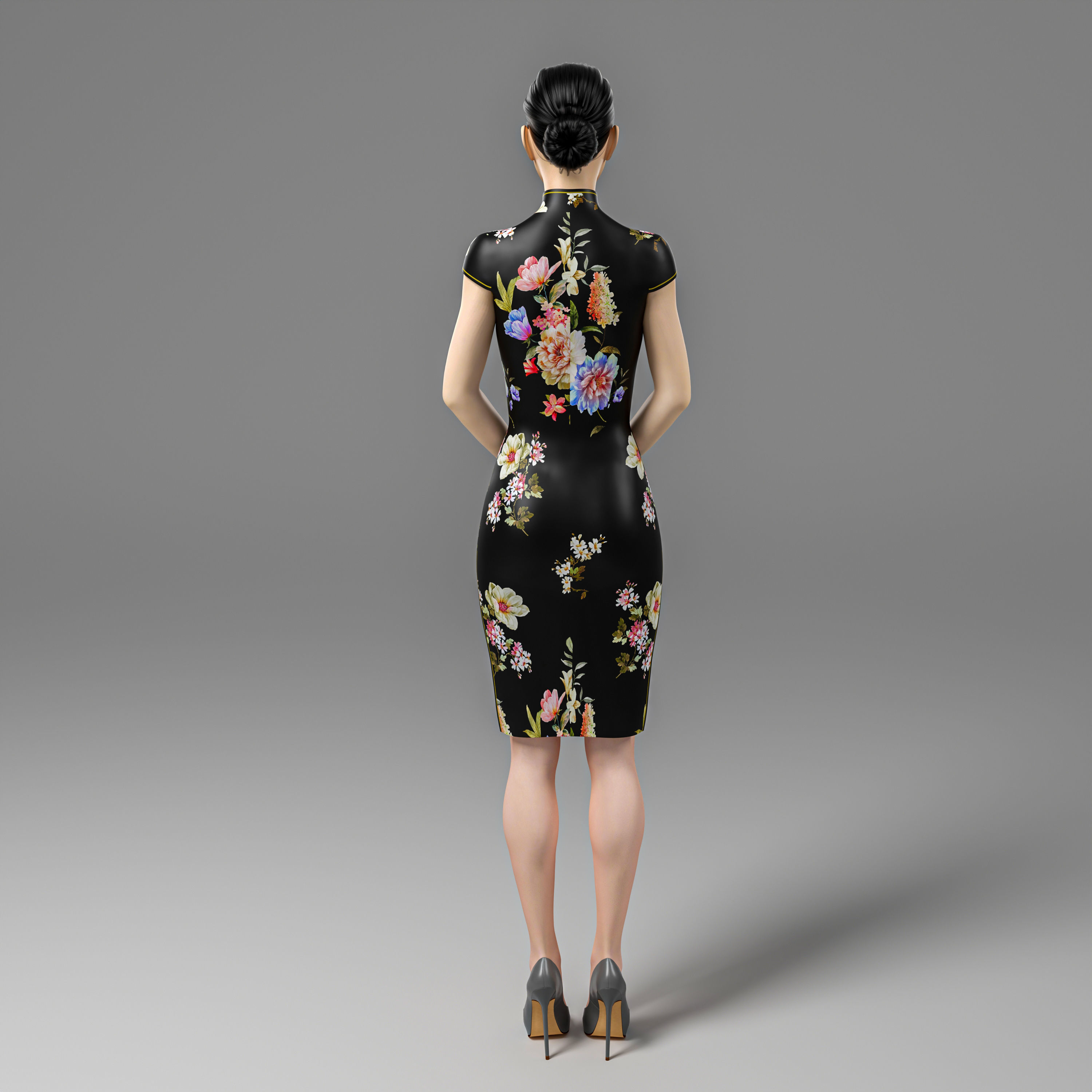 A waitress in cheongsam 3D model | CGTrader