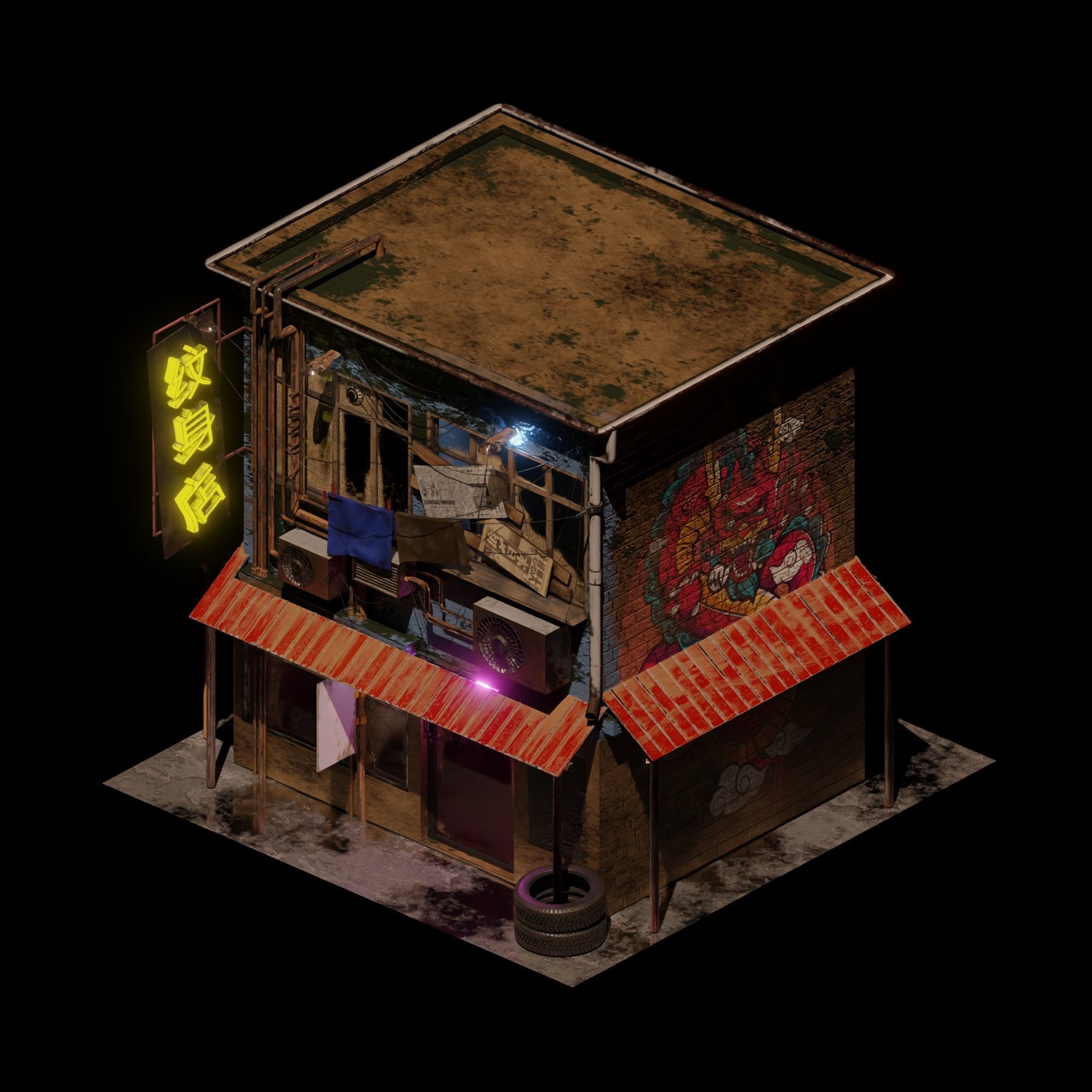 3D model Tatoo Shop in Chinatown VR / AR / low-poly | CGTrader