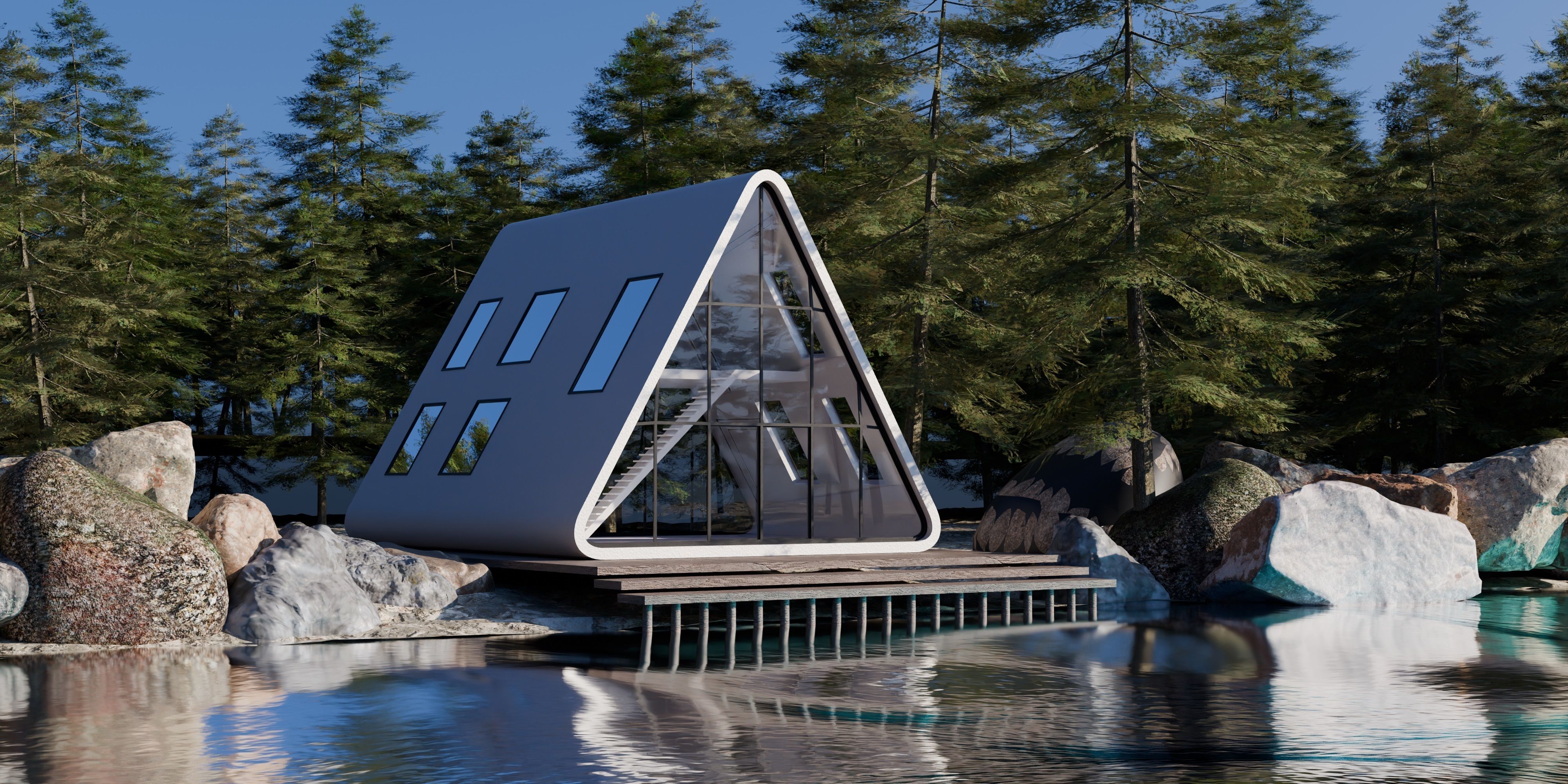 Modern Triangle House 3d model 3D model | CGTrader