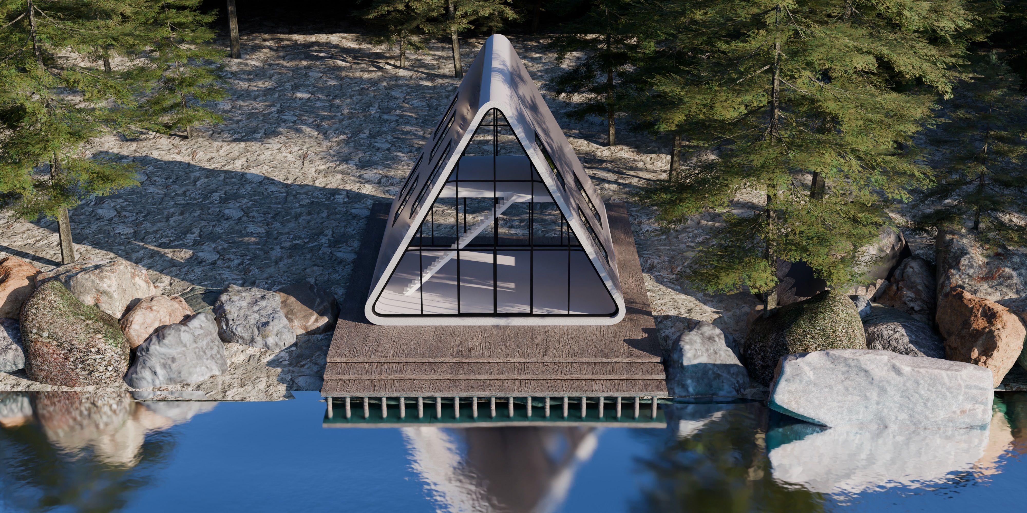Modern Triangle House 3d model 3D model | CGTrader