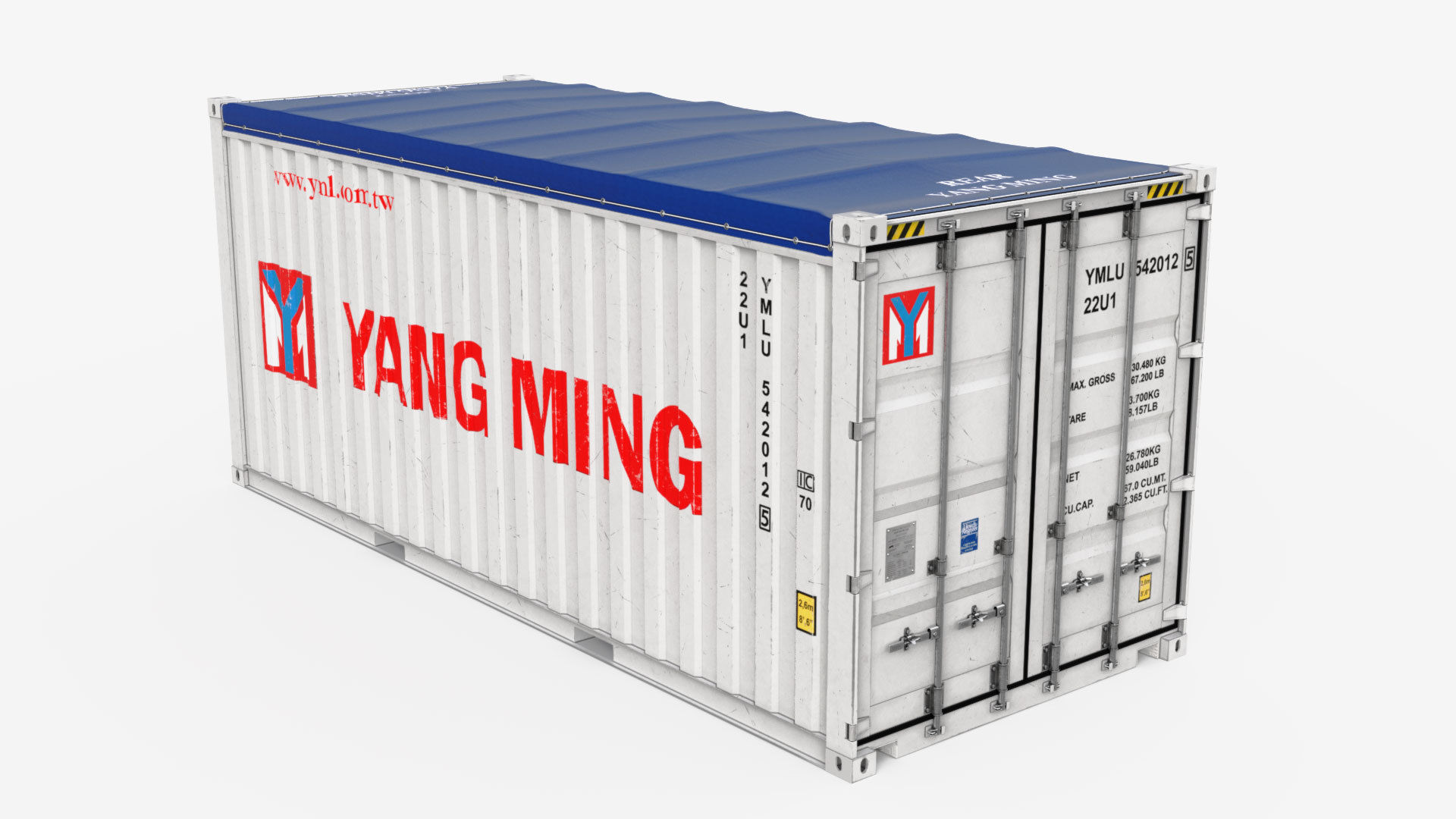 20ft Yang Ming Open Top shipping Container 3D model | CGTrader