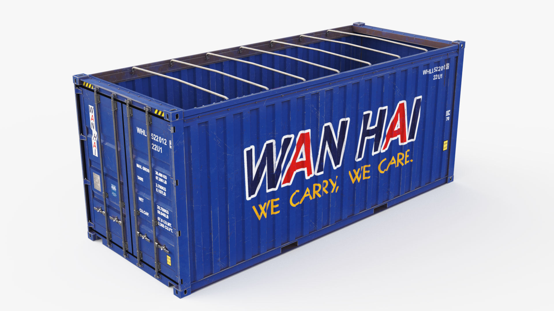 20ft Wan Hai Open Top shipping Container 3D model | CGTrader