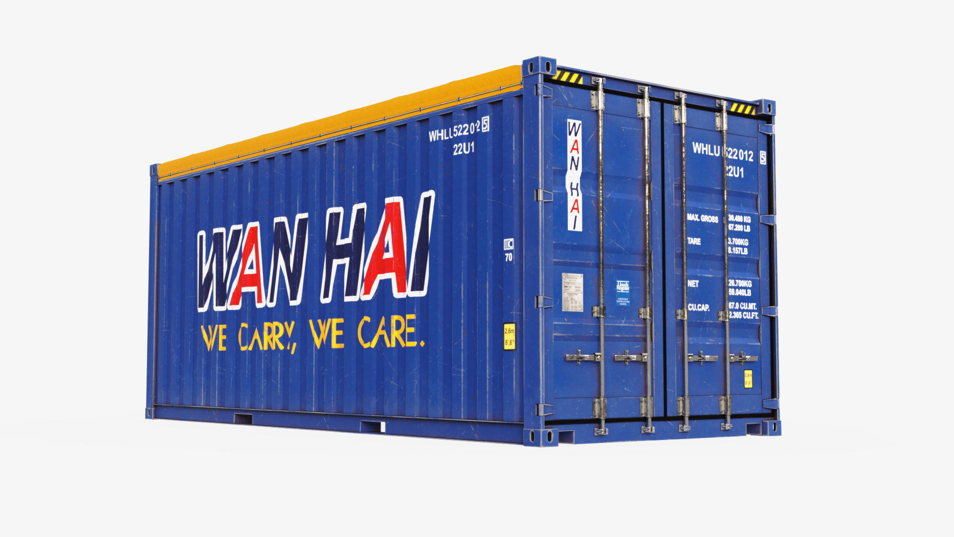 20ft Wan Hai Open Top shipping Container 3D model | CGTrader