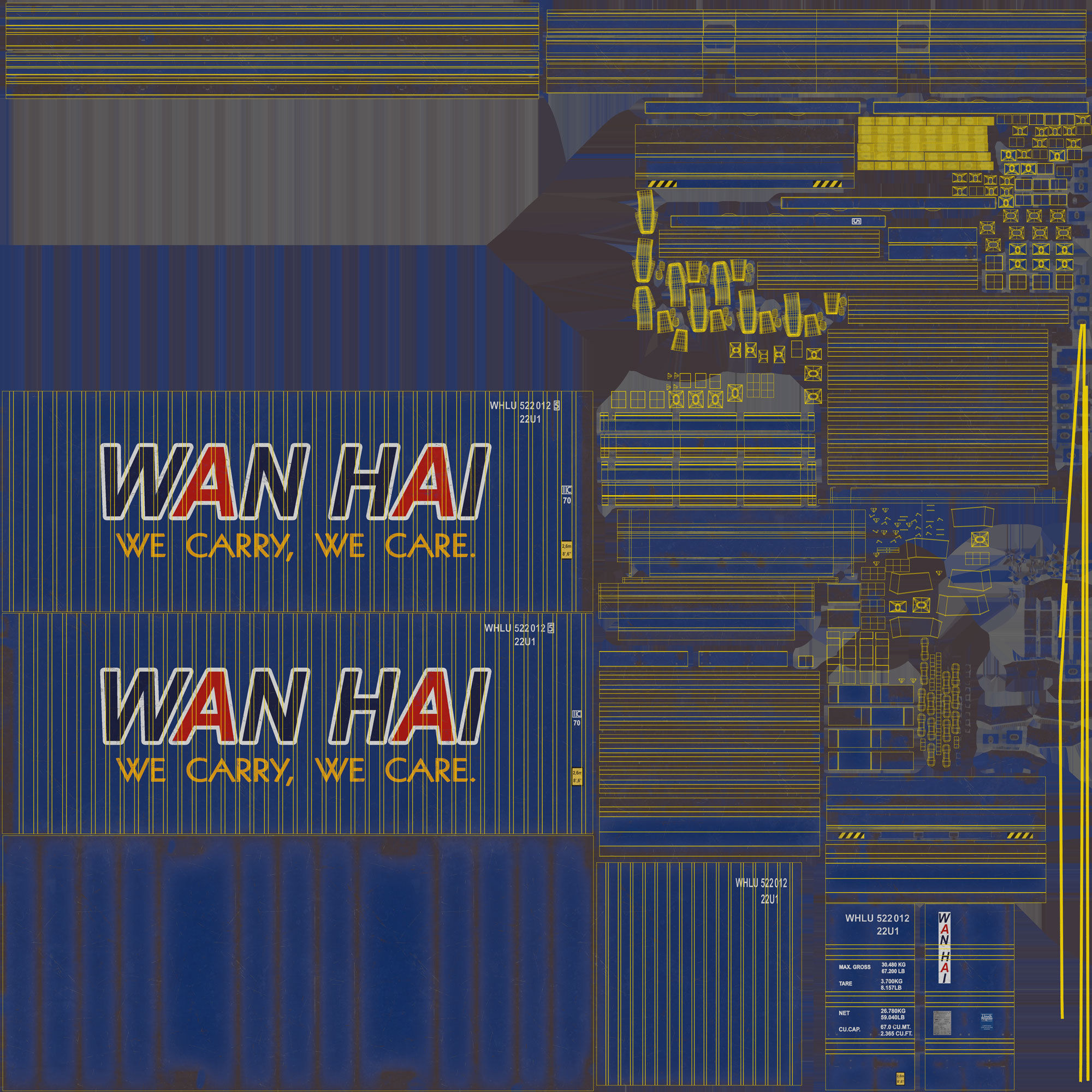 20ft Wan Hai Open Top shipping Container 3D model | CGTrader