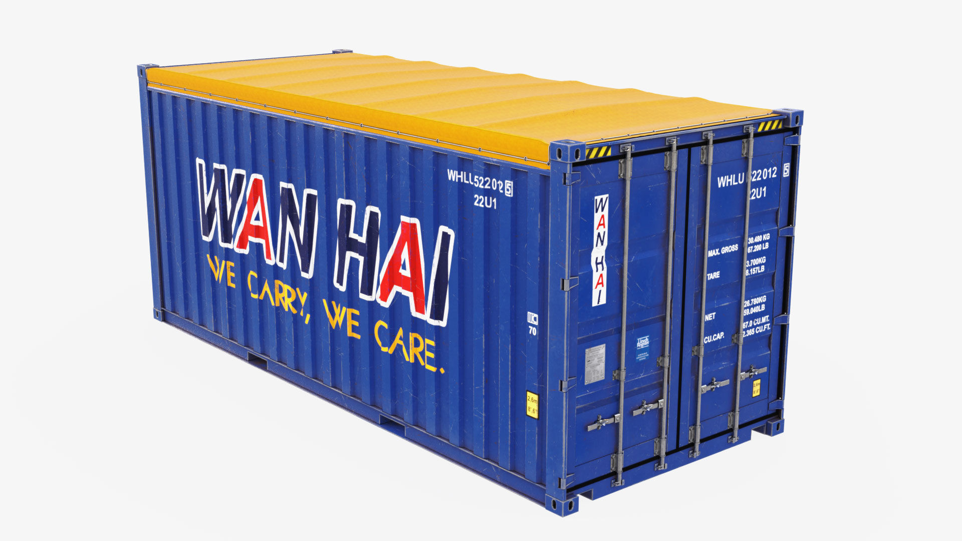 20ft Wan Hai Open Top shipping Container 3D model | CGTrader