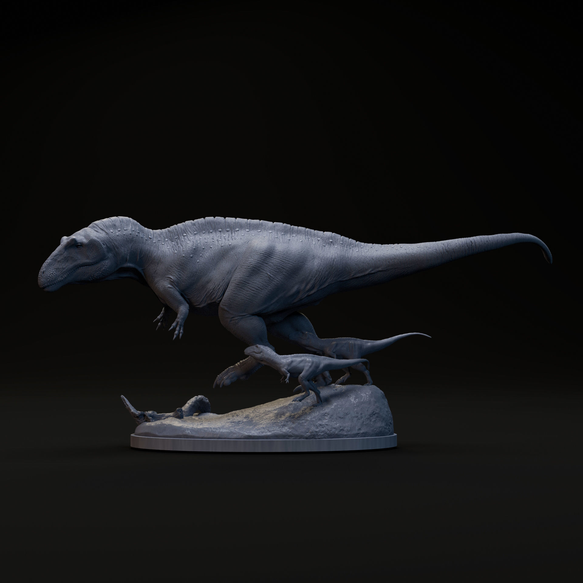 Acrocanthosaurus family 1-35 scale pre-supported dinosaur 3D model 3D ...