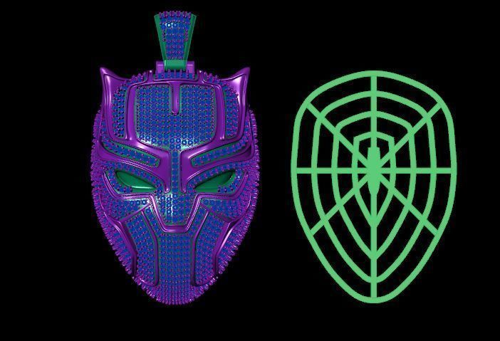 Panther Mask Diamond Pendants 3D model 3D printable | CGTrader