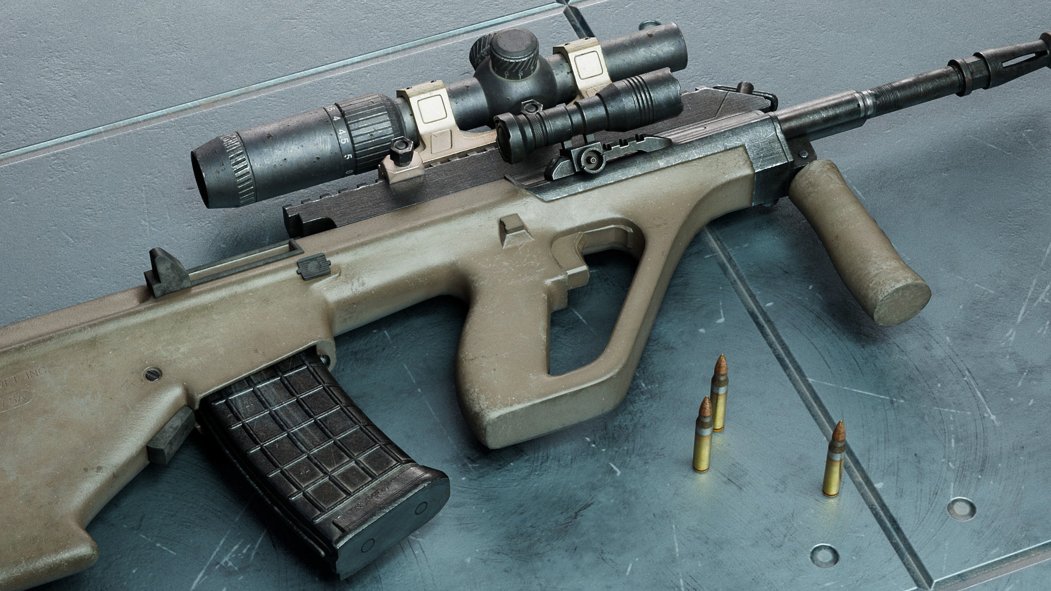 3D model AUG Rifle Low-Poly Model VR / AR / low-poly | CGTrader