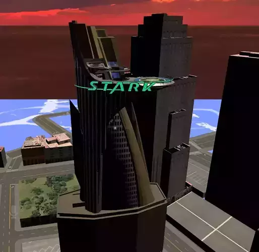 3D model Stark Tower 3D model also the gta5 model VR / AR / low-poly ...