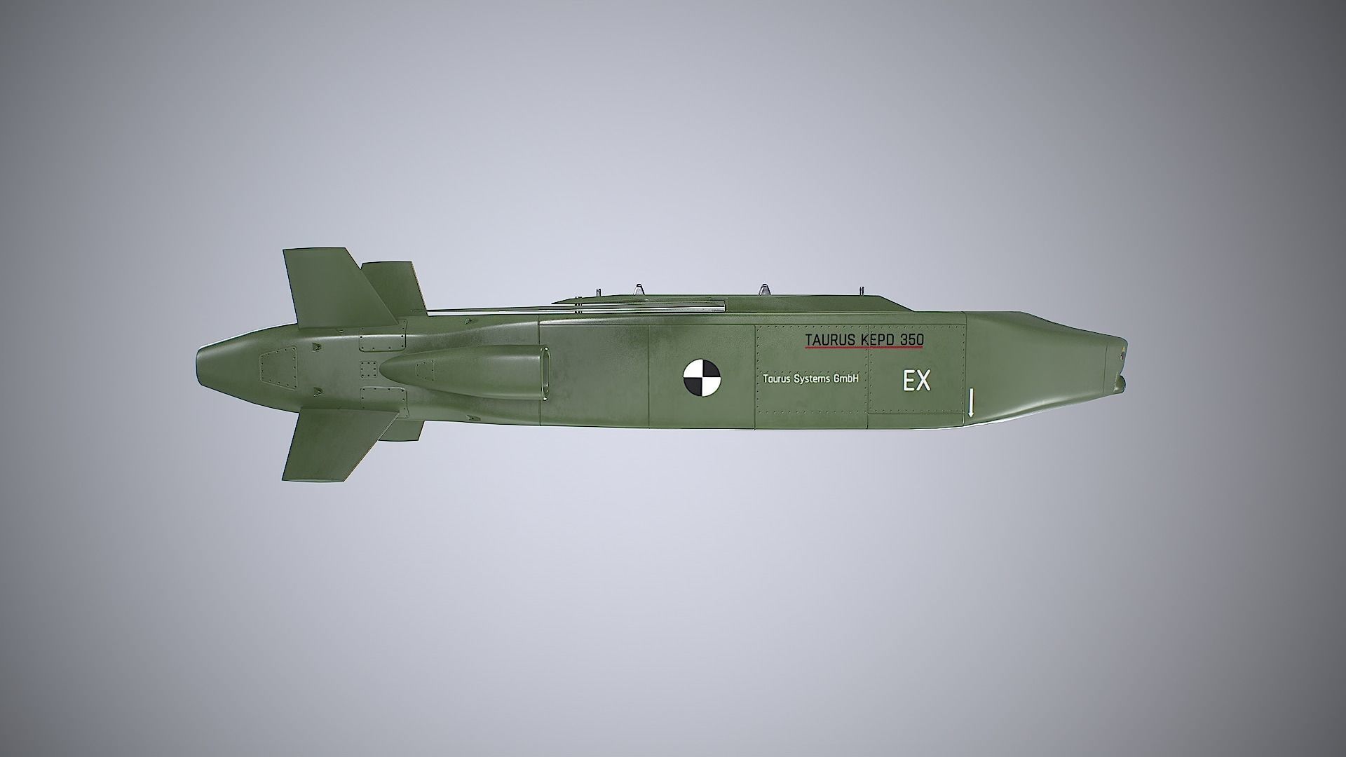 3D model Taurus KEPD 350 air-launched cruise missile green color VR ...