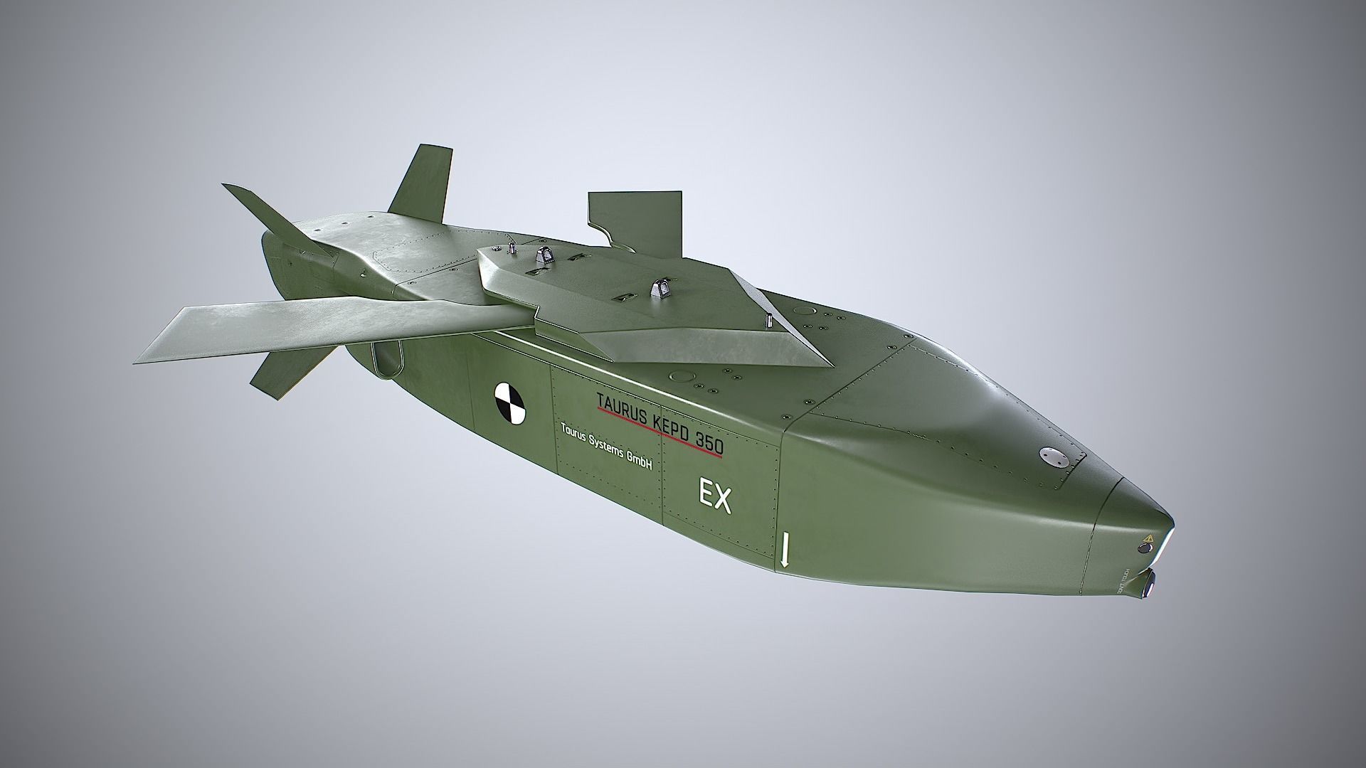 3D model Taurus KEPD 350 air-launched cruise missile green color VR ...