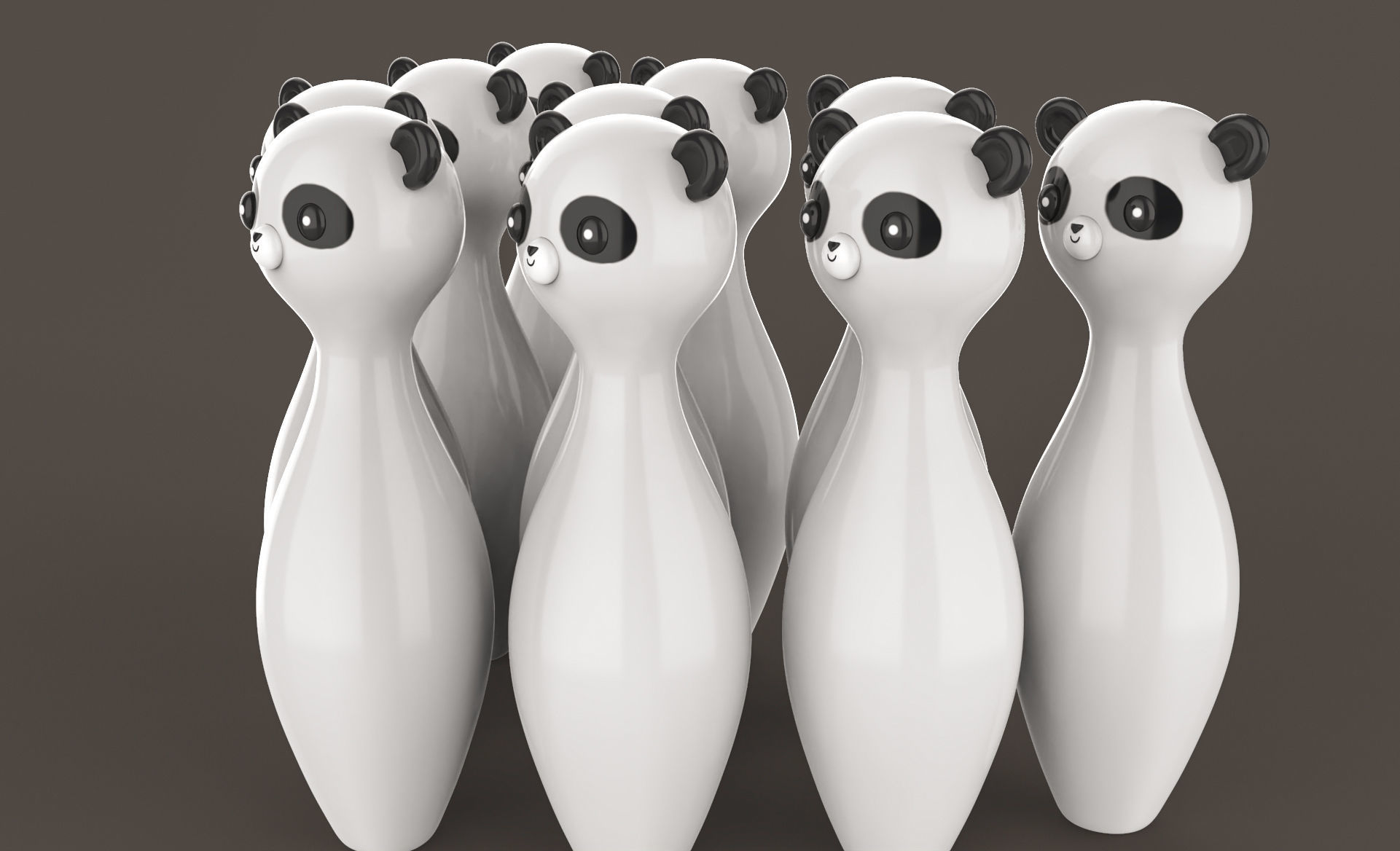 3D model Cartoon Panda Bowling And Ball Bowling VR / AR / low-poly ...