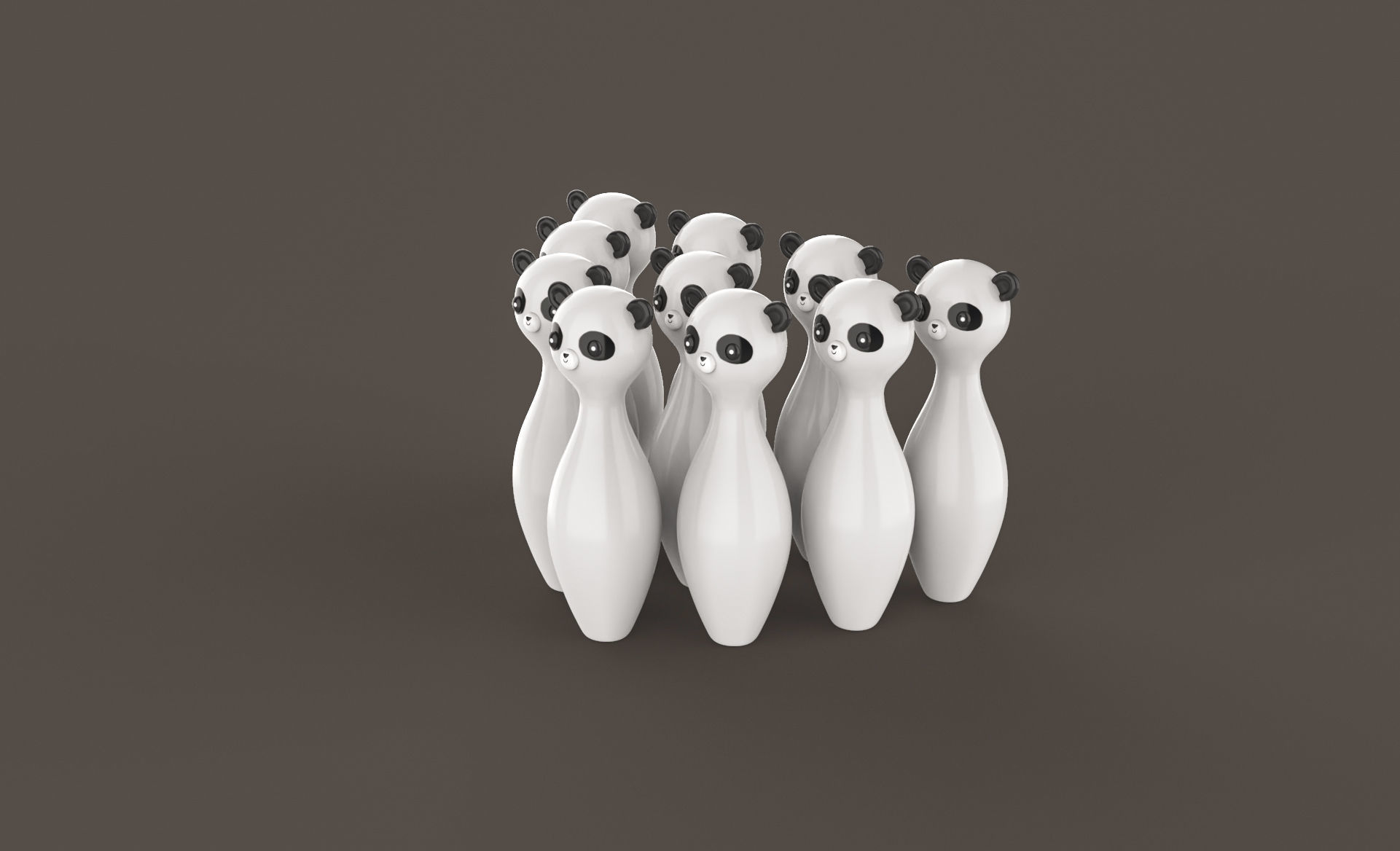 3D model Cartoon Panda Bowling And Ball Bowling VR / AR / low-poly ...