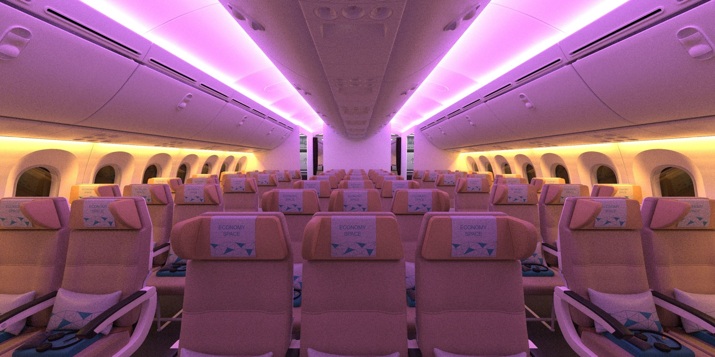 Boeing 787 Etihad economy interior 3D model | CGTrader