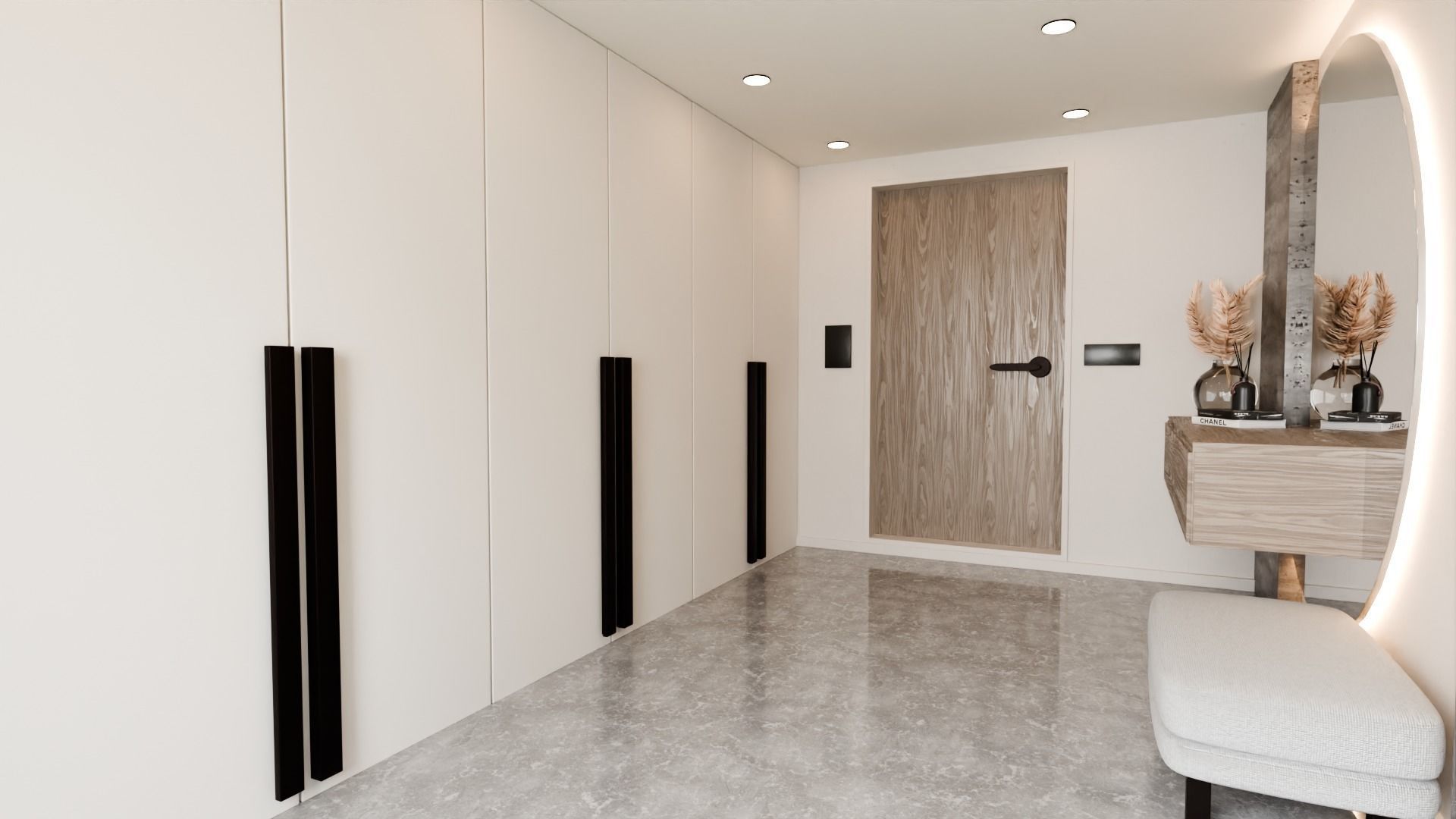 Modern elegant minimalist entryway architectural visualization 3D model ...