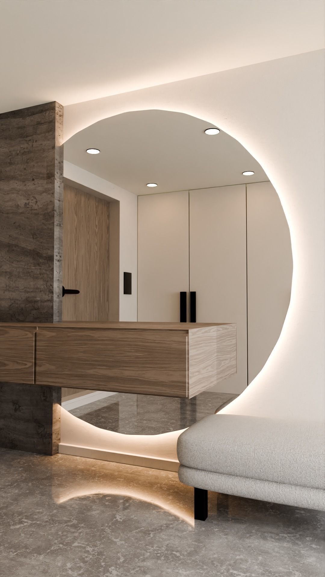 Modern elegant minimalist entryway architectural visualization 3D model ...