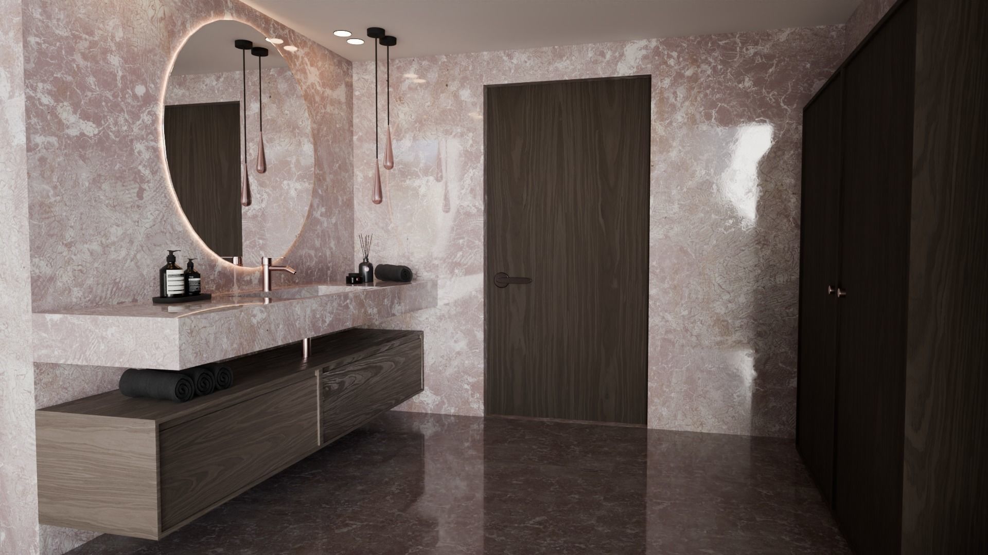 Luxury modern bathroom lavatory area free 3D model animated | CGTrader