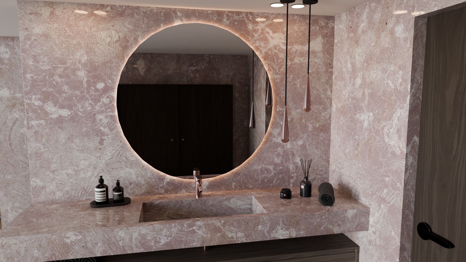 Luxury modern bathroom lavatory area free 3D model animated | CGTrader