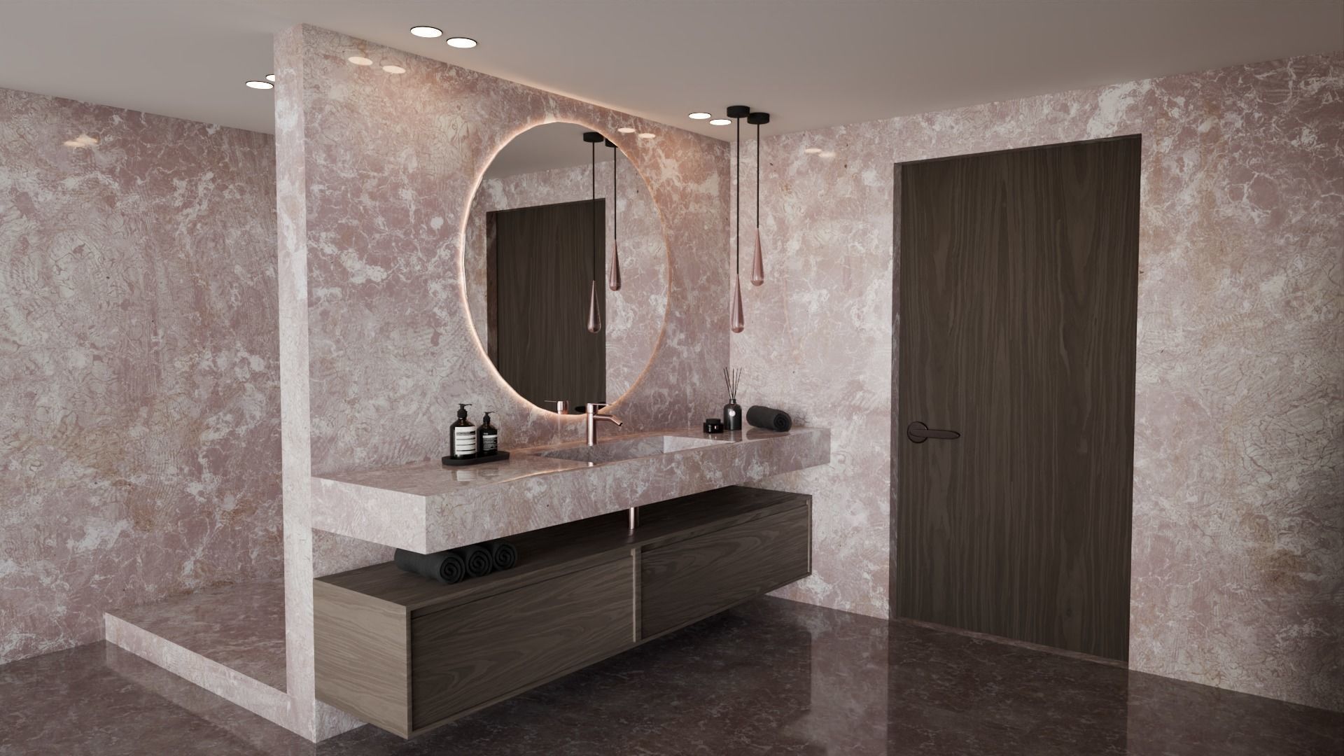 Luxury modern bathroom lavatory area free 3D model animated | CGTrader