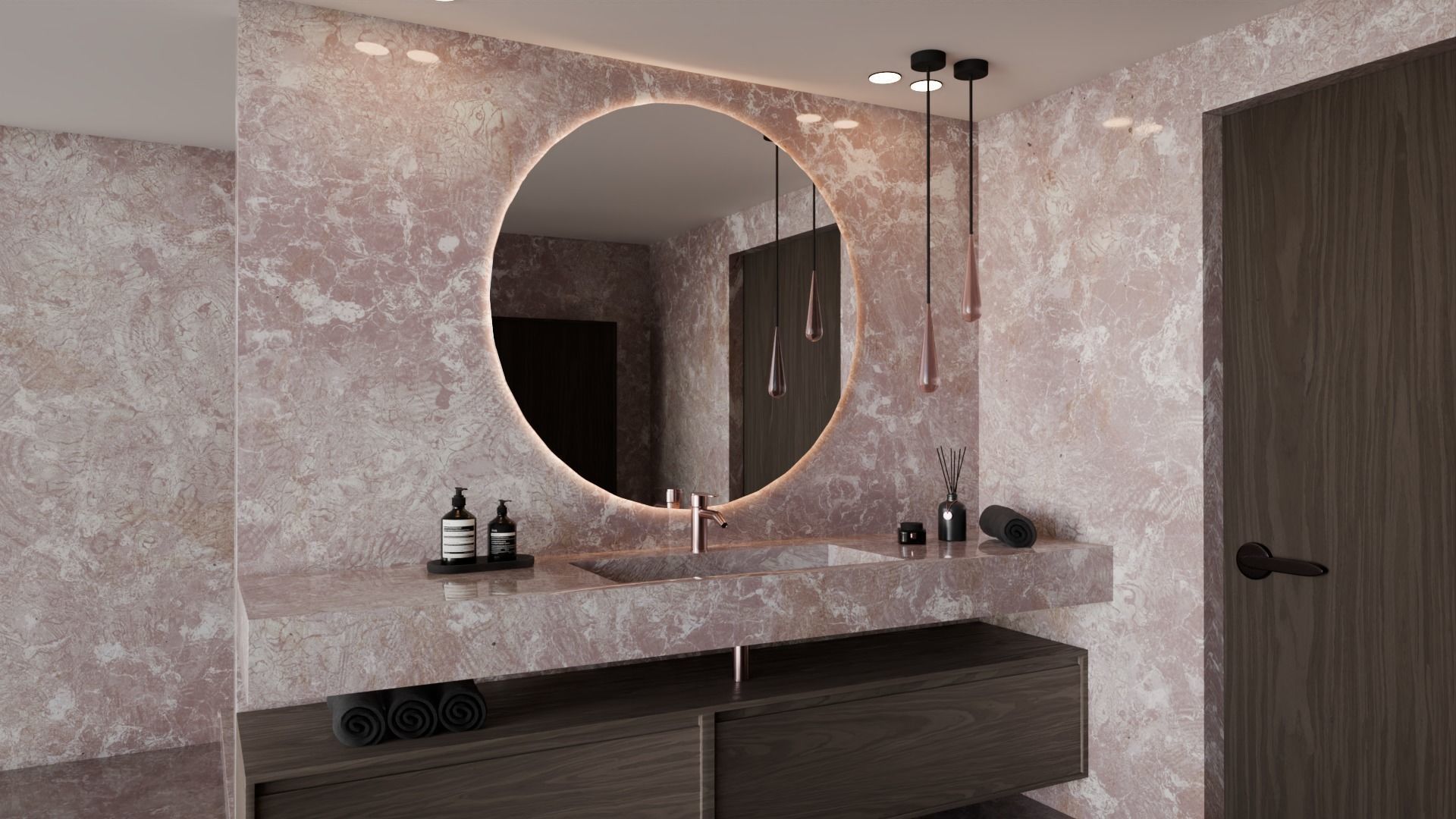 Luxury modern bathroom lavatory area free 3D model animated | CGTrader