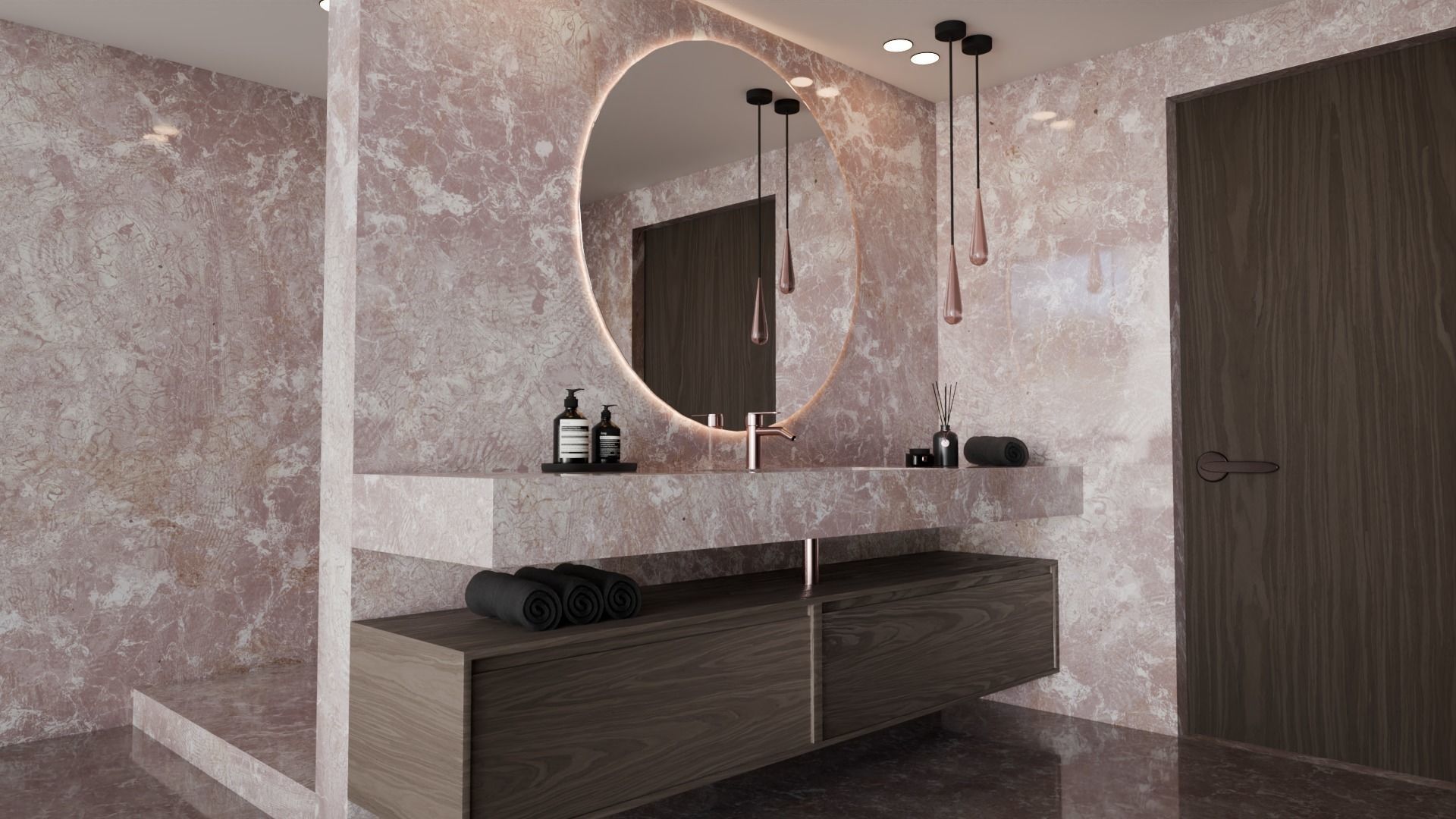 Luxury modern bathroom lavatory area free 3D model animated | CGTrader