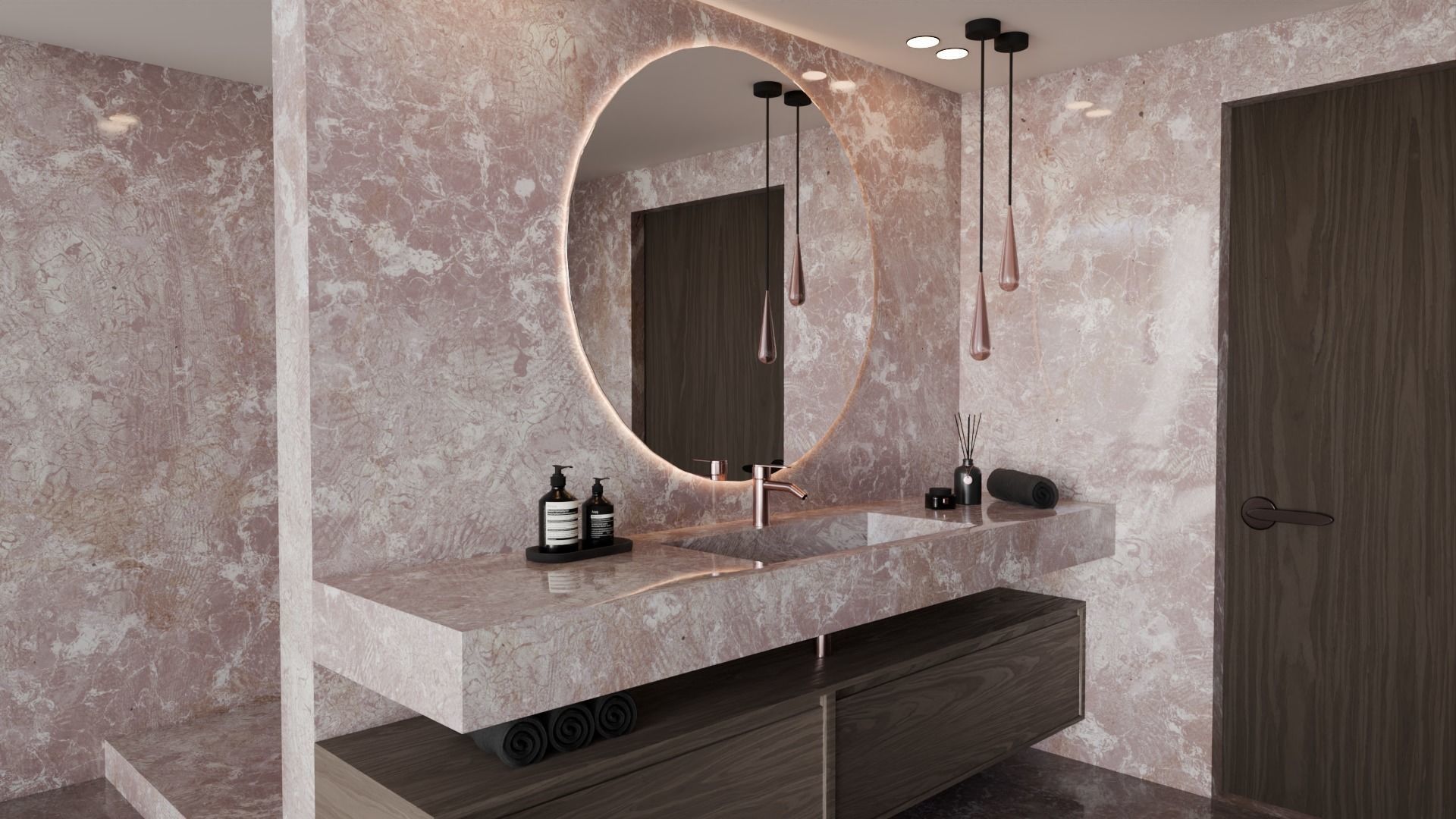 Luxury modern bathroom lavatory area free 3D model animated | CGTrader