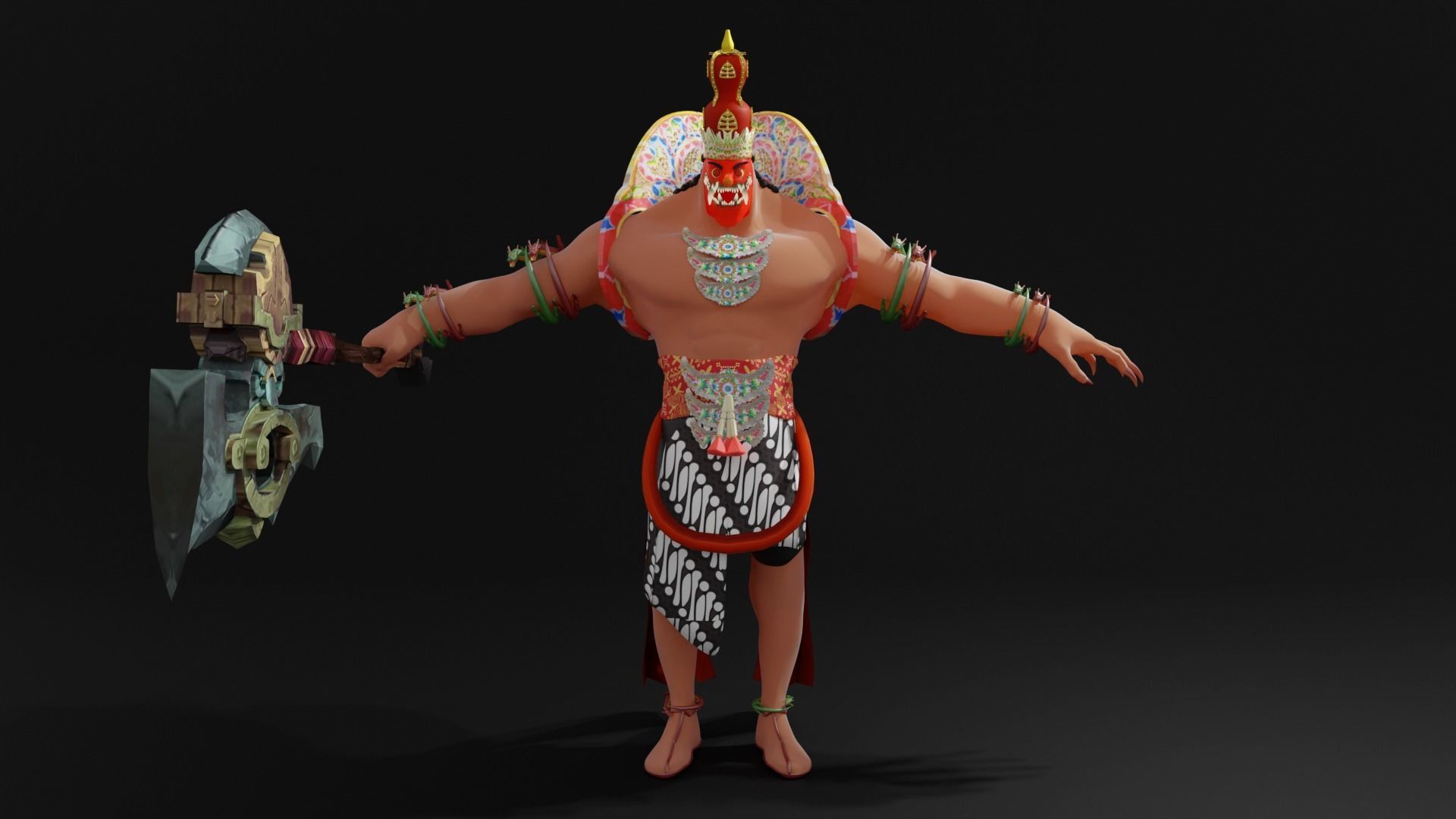 Rahwana Character Dewanagari Ravana Dasamuka 3D model rigged | CGTrader