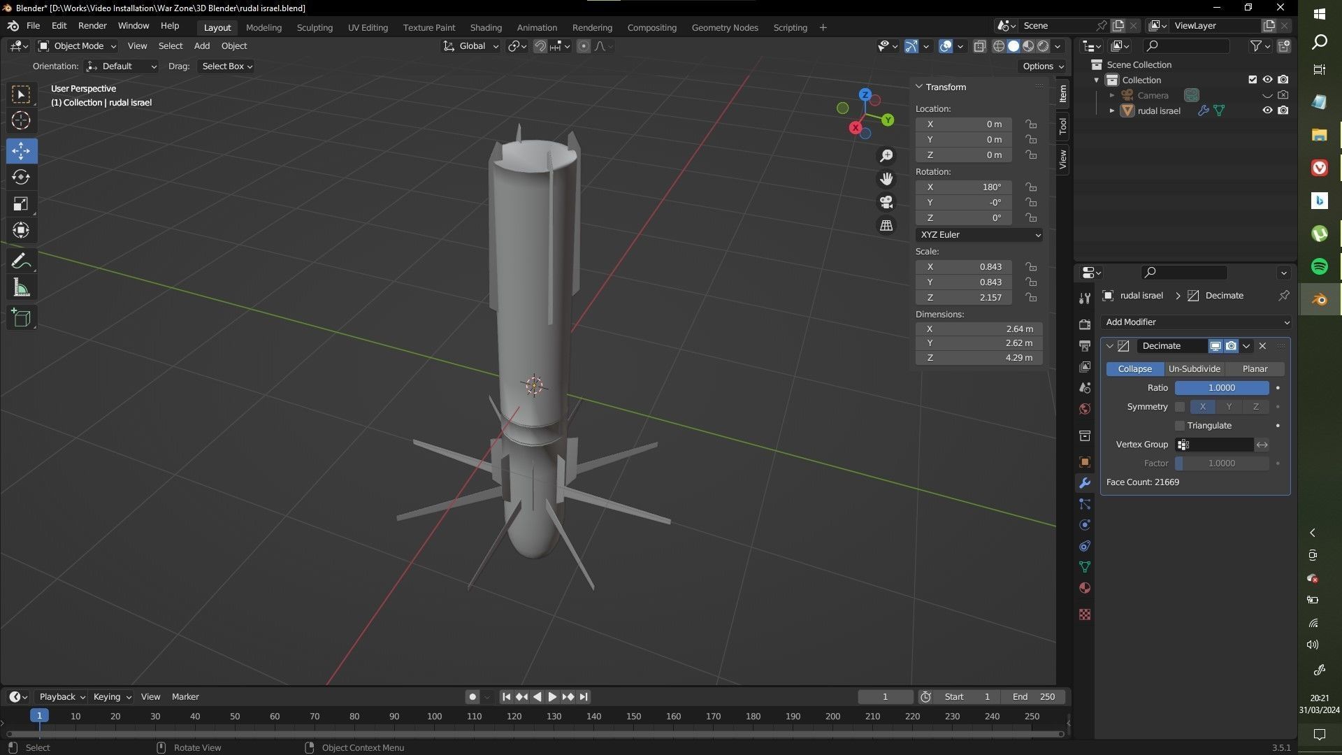 3D model Israel Missile VR / AR / low-poly | CGTrader