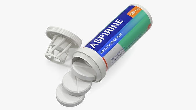 Aspirine Tube Package 10 Tabs Open 3D model | CGTrader