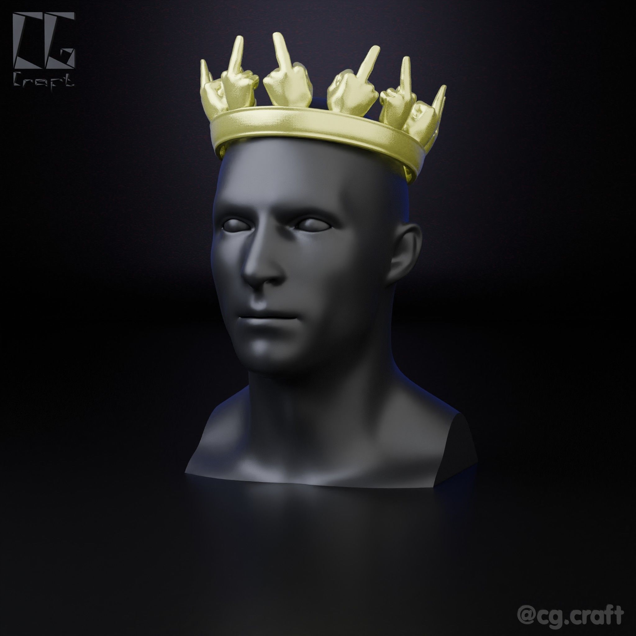 Middle finger crown 3D model 3D printable | CGTrader