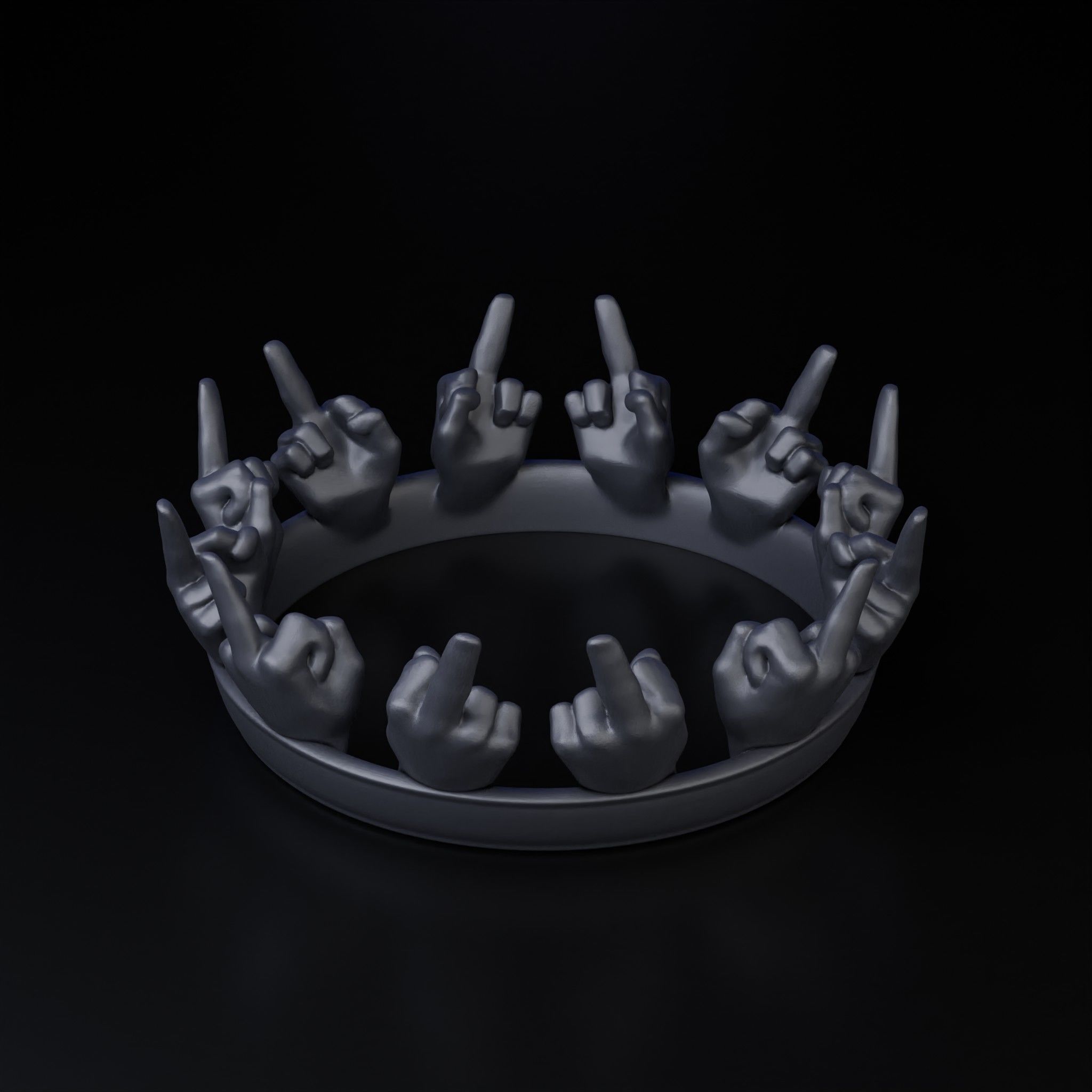 Middle finger crown 3D model 3D printable | CGTrader