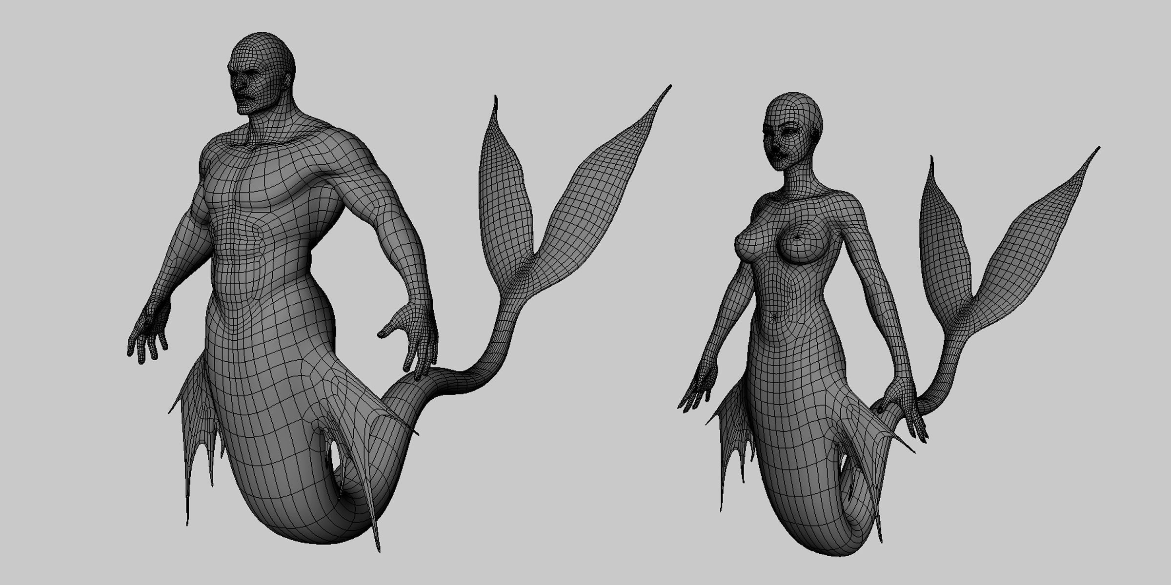 3D model Mermaid Couple II Basemesh VR / AR / low-poly | CGTrader