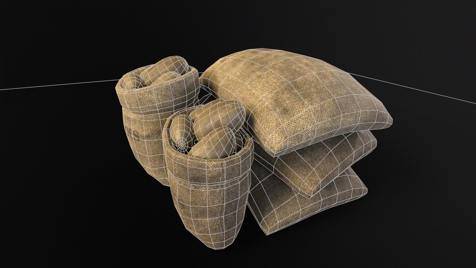 3D model Potato Sacks VR / AR / low-poly | CGTrader