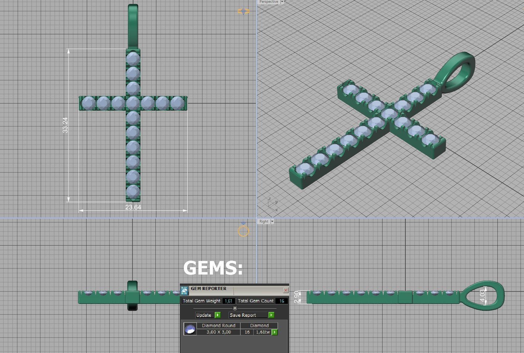 Diamond Pave Cross 33mm with French Pave Setting 3mm Stones 3D model 3D ...