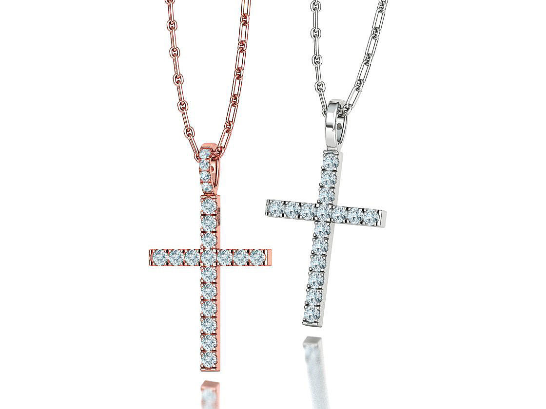 Diamond Pave Cross 33mm with French Pave Setting 3mm Stones 3D model 3D ...