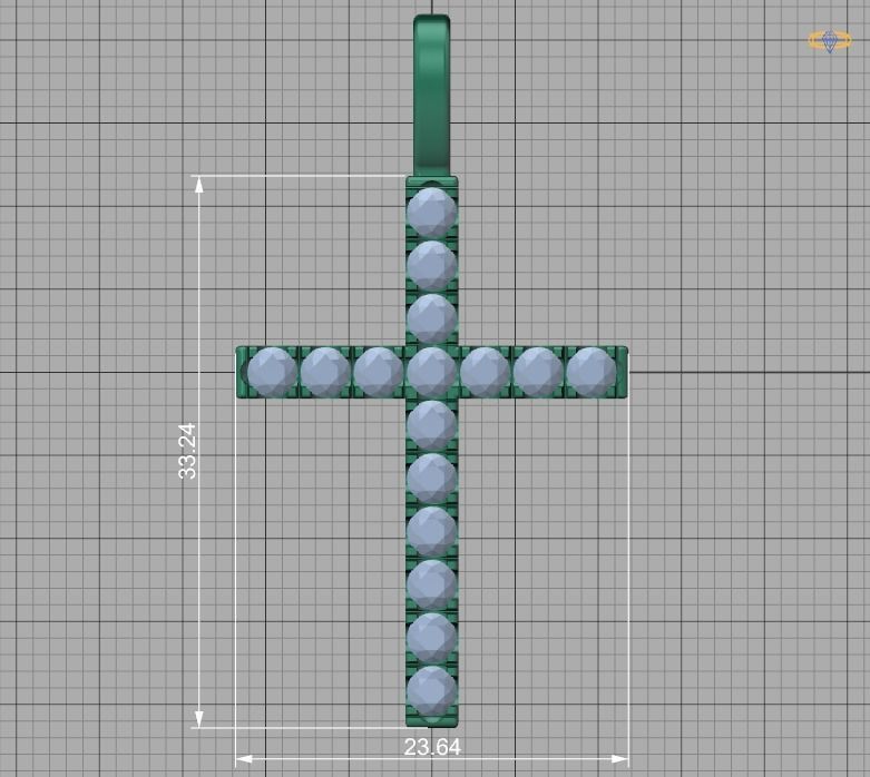 Diamond Pave Cross 33mm with French Pave Setting 3mm Stones 3D model 3D ...