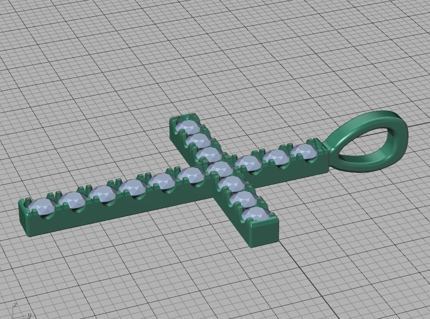 Diamond Pave Cross 33mm with French Pave Setting 3mm Stones 3D model 3D ...